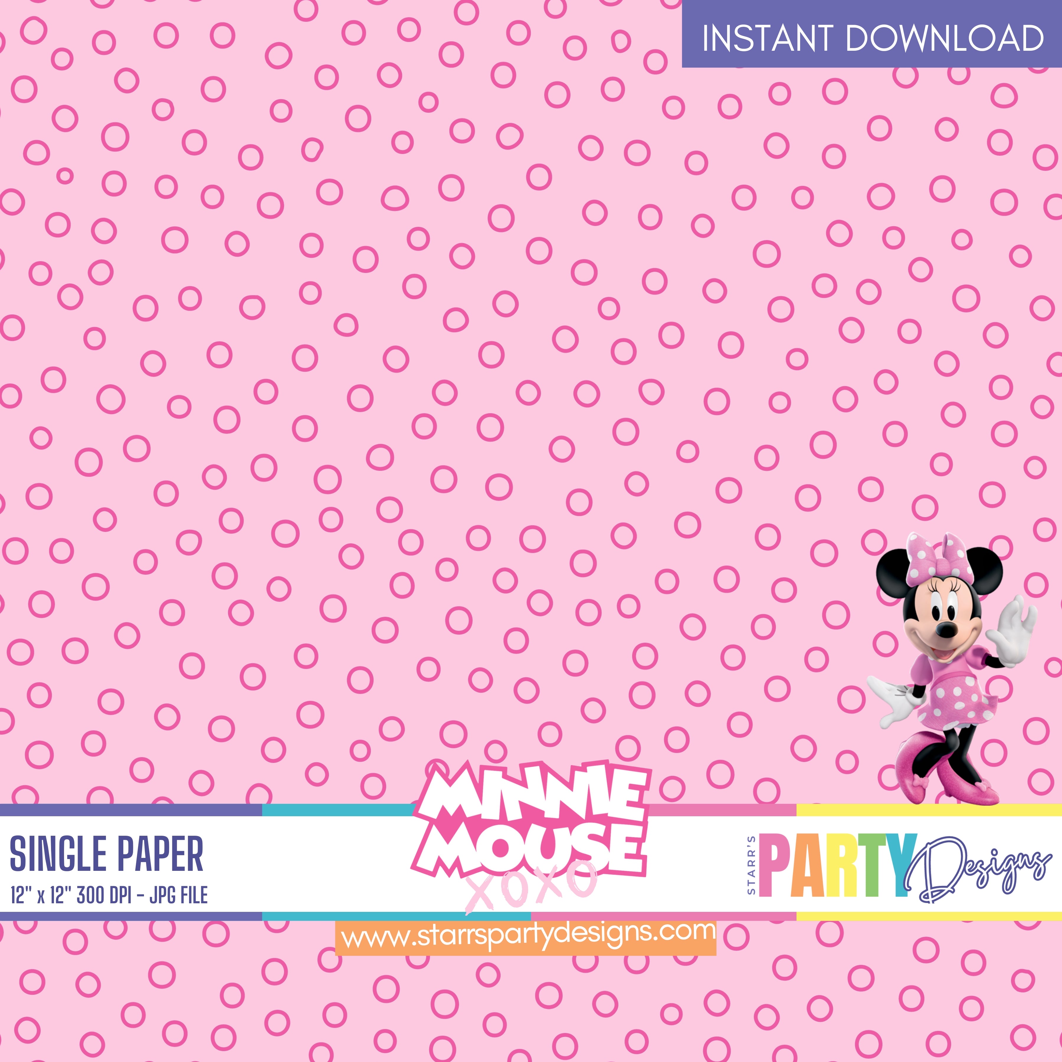 MINNIE MOUSE XOXO DIGITAL PAPER 1 – Starr's Party Designs