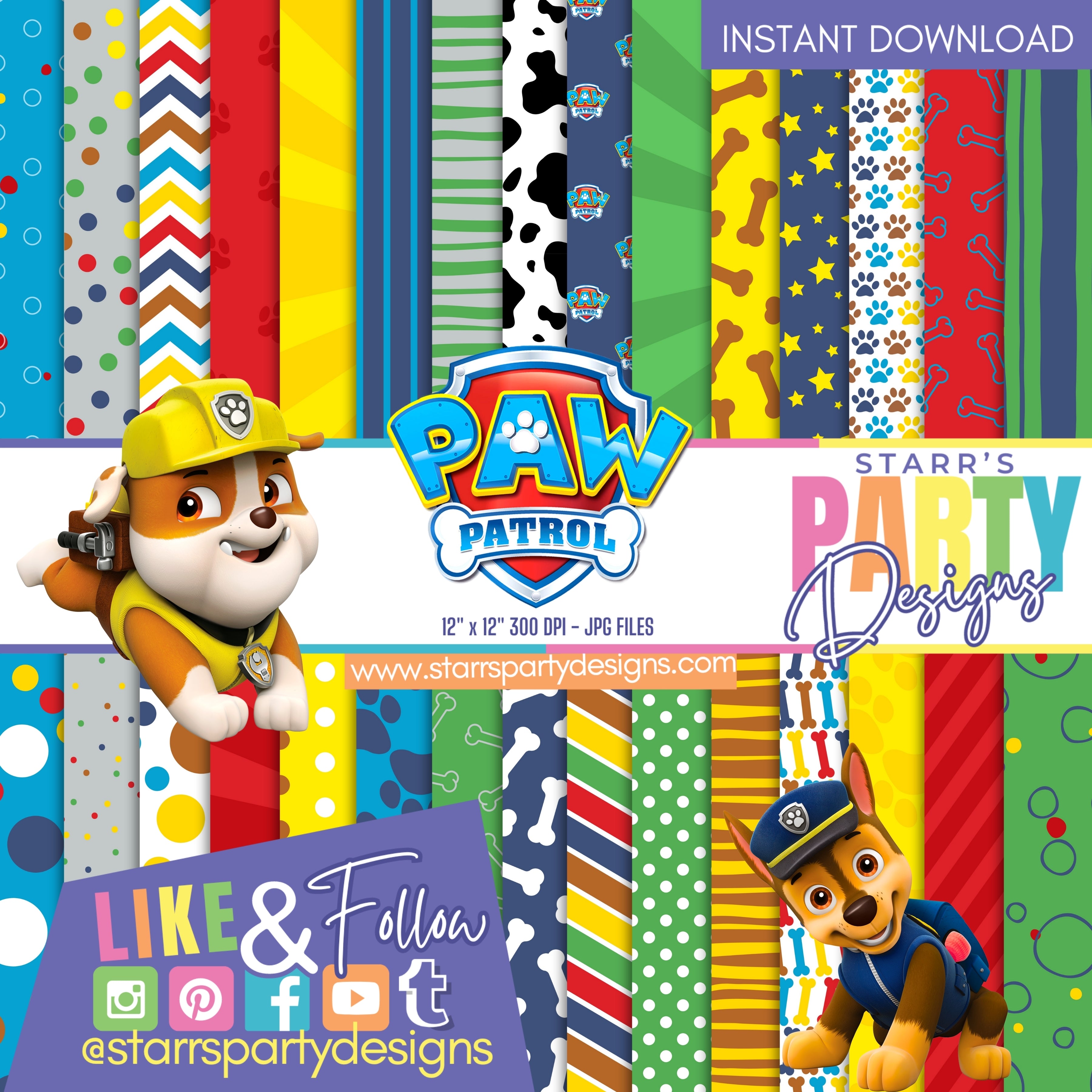 PAW PATROL PAPER PACK 1 – Starr's Party Designs