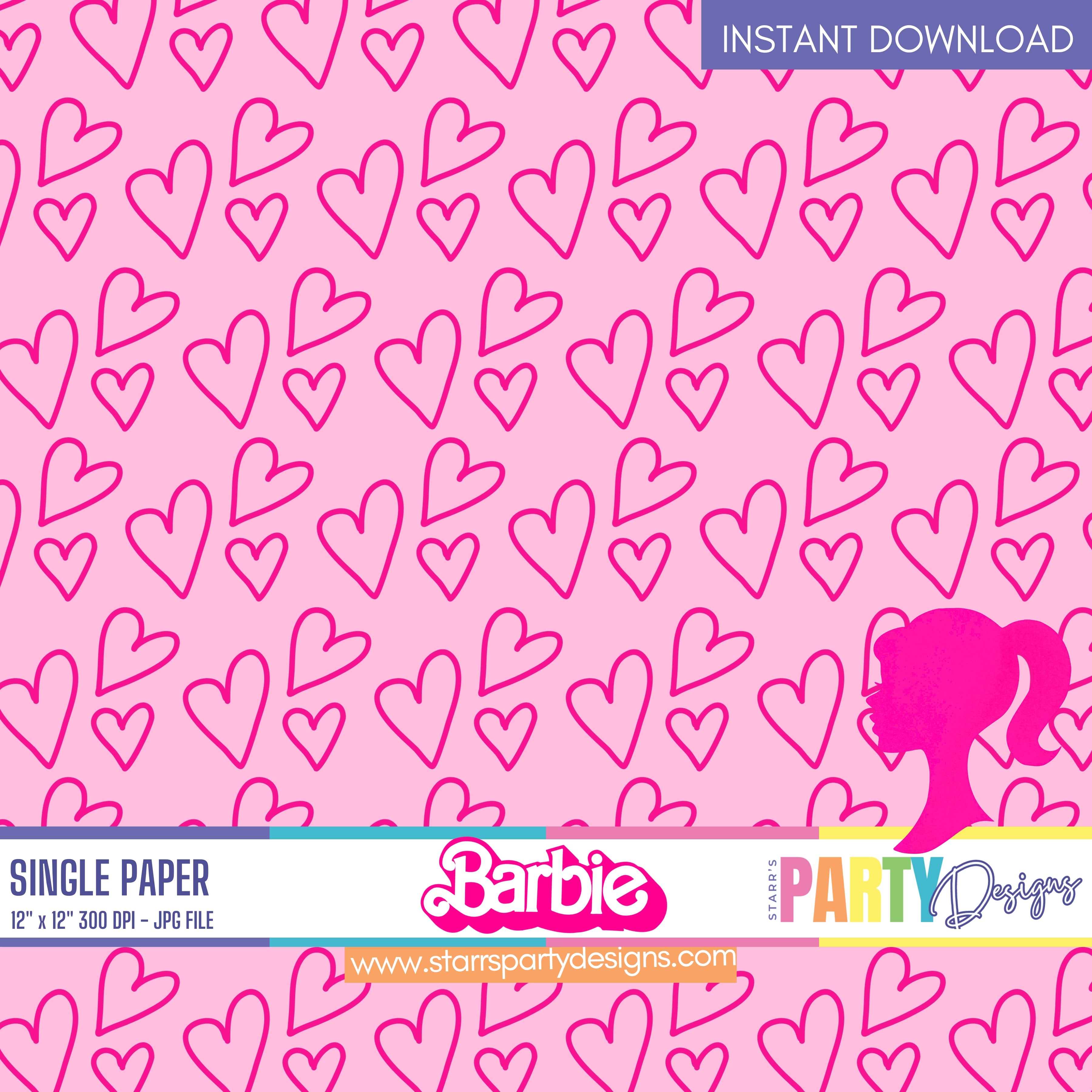 PINK BARBIE DIGITAL PAPER 1 – Starr's Party Designs