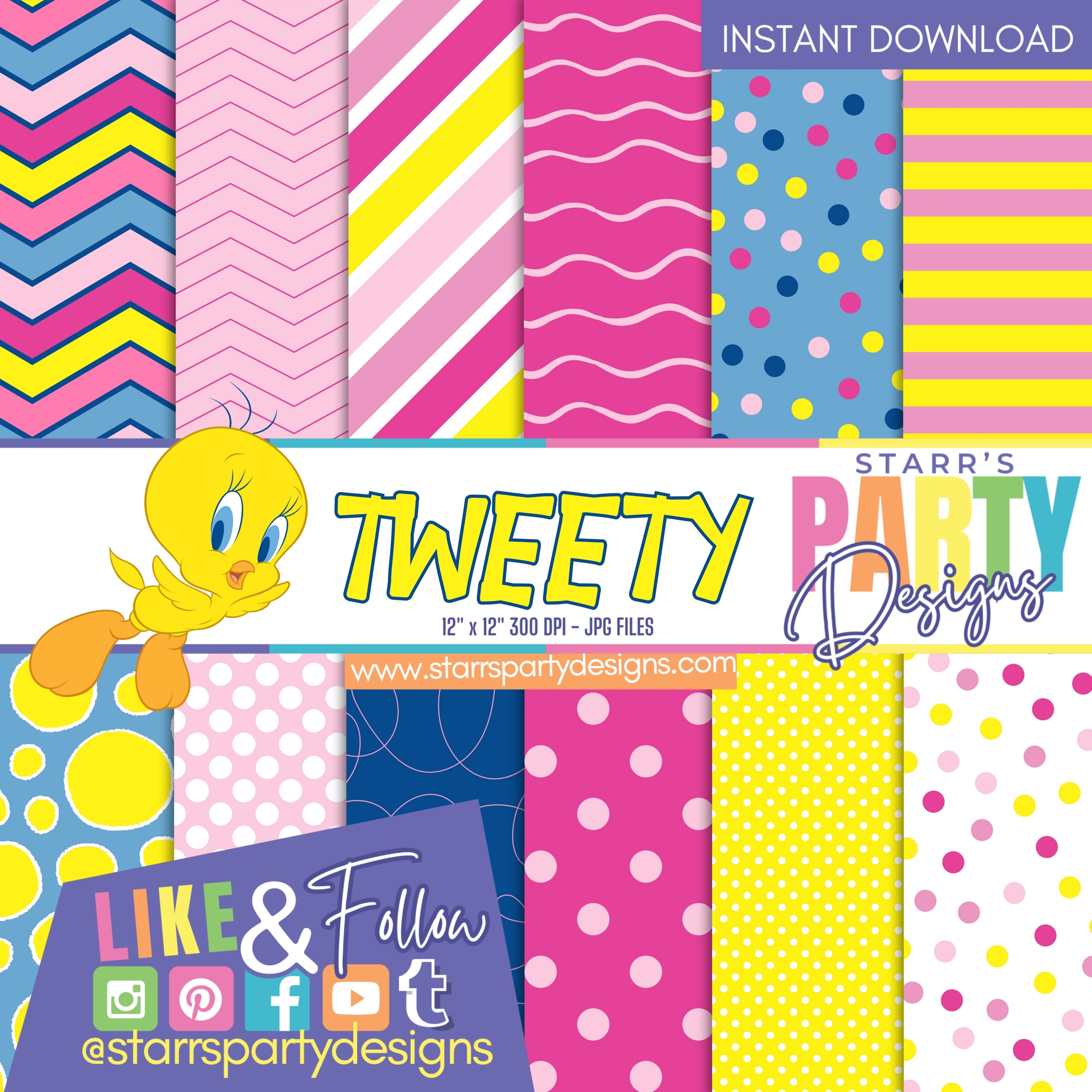 TWEETY BIRD PAPER PACK 2 – Starr's Party Designs