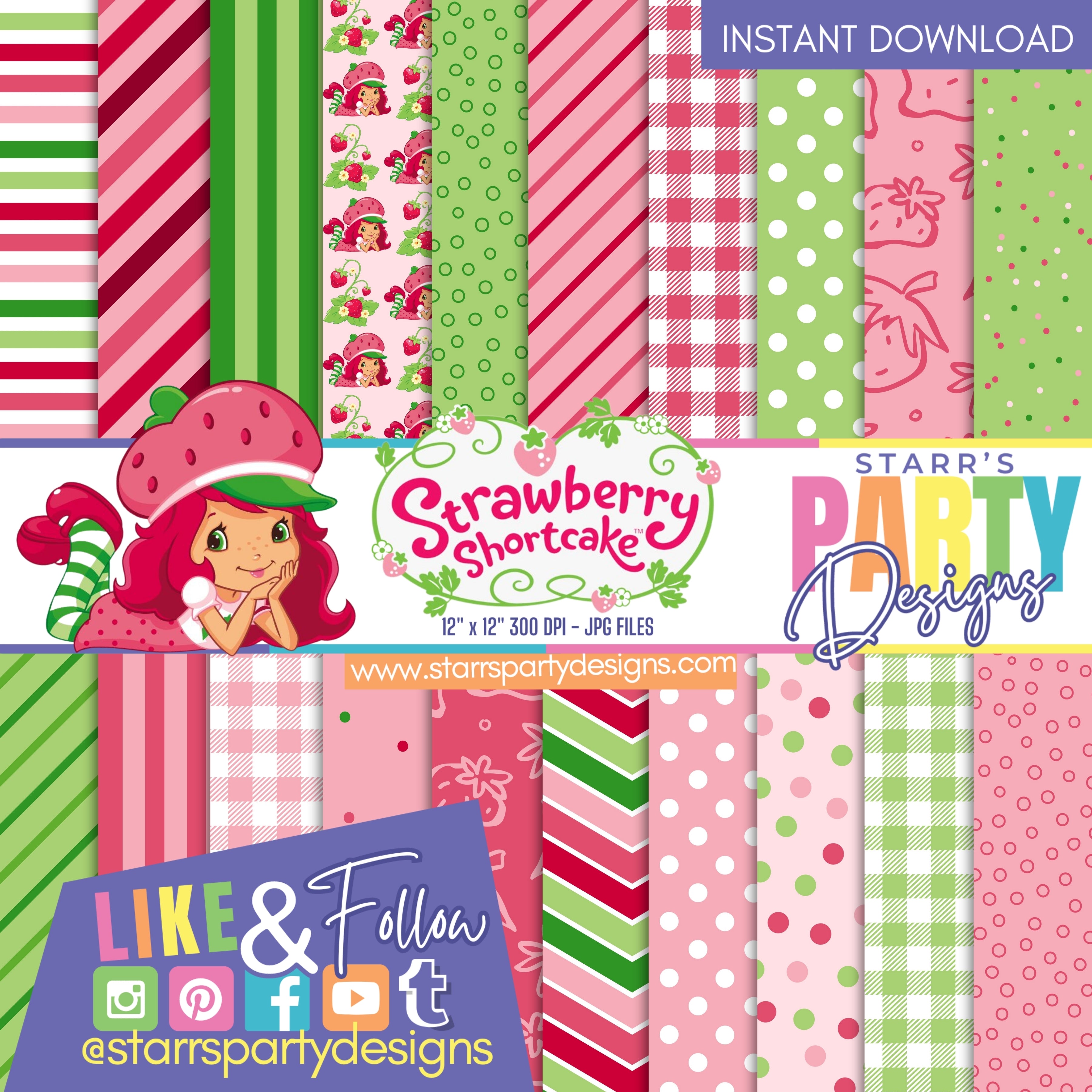 STRAWBERRY SHORTCAKE PAPER PACK 1 – Starr's Party Designs