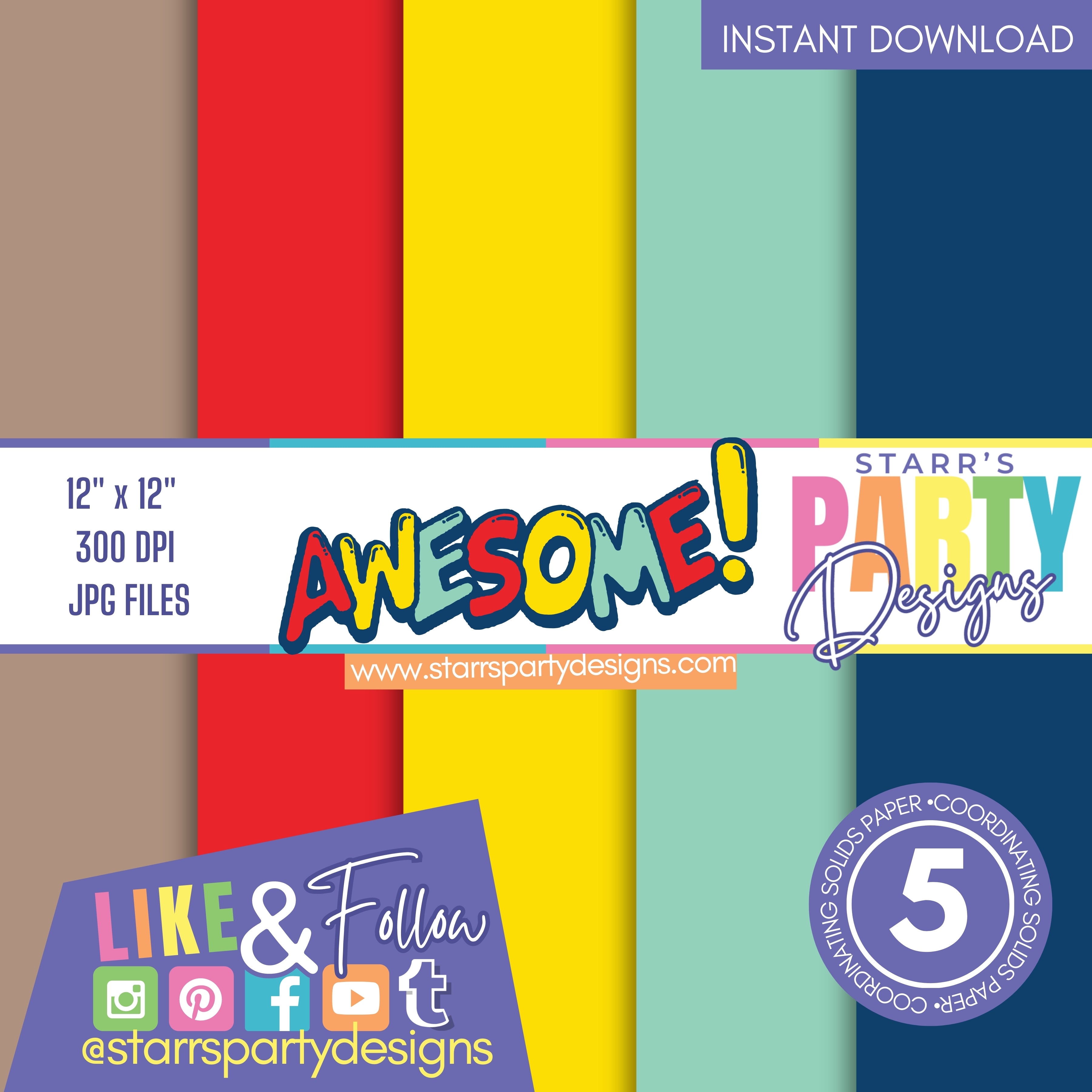 AWESOME SOLIDS PAPER PACK – Starr's Party Designs