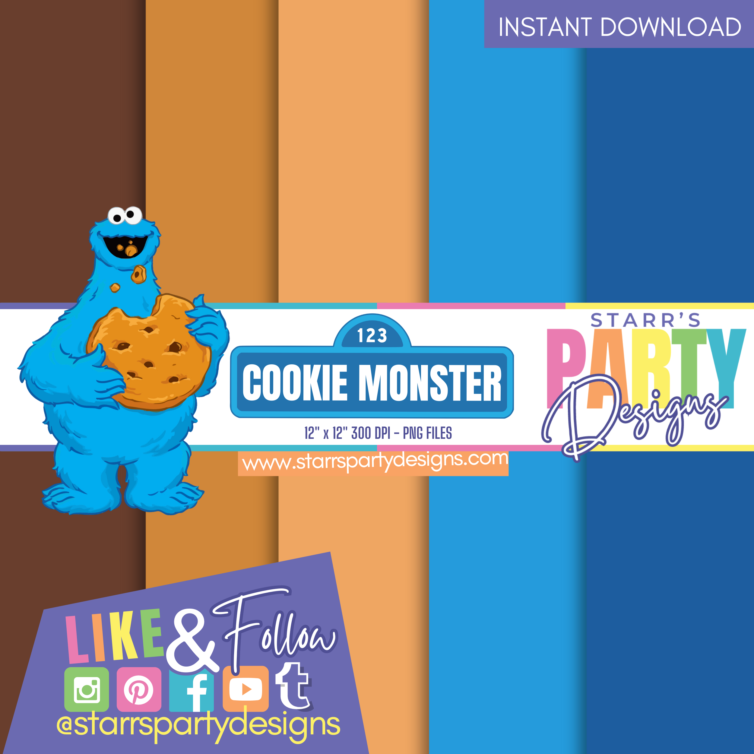 COOKIE MONSTER SOLIDS PAPER PACK – Starr's Party Designs