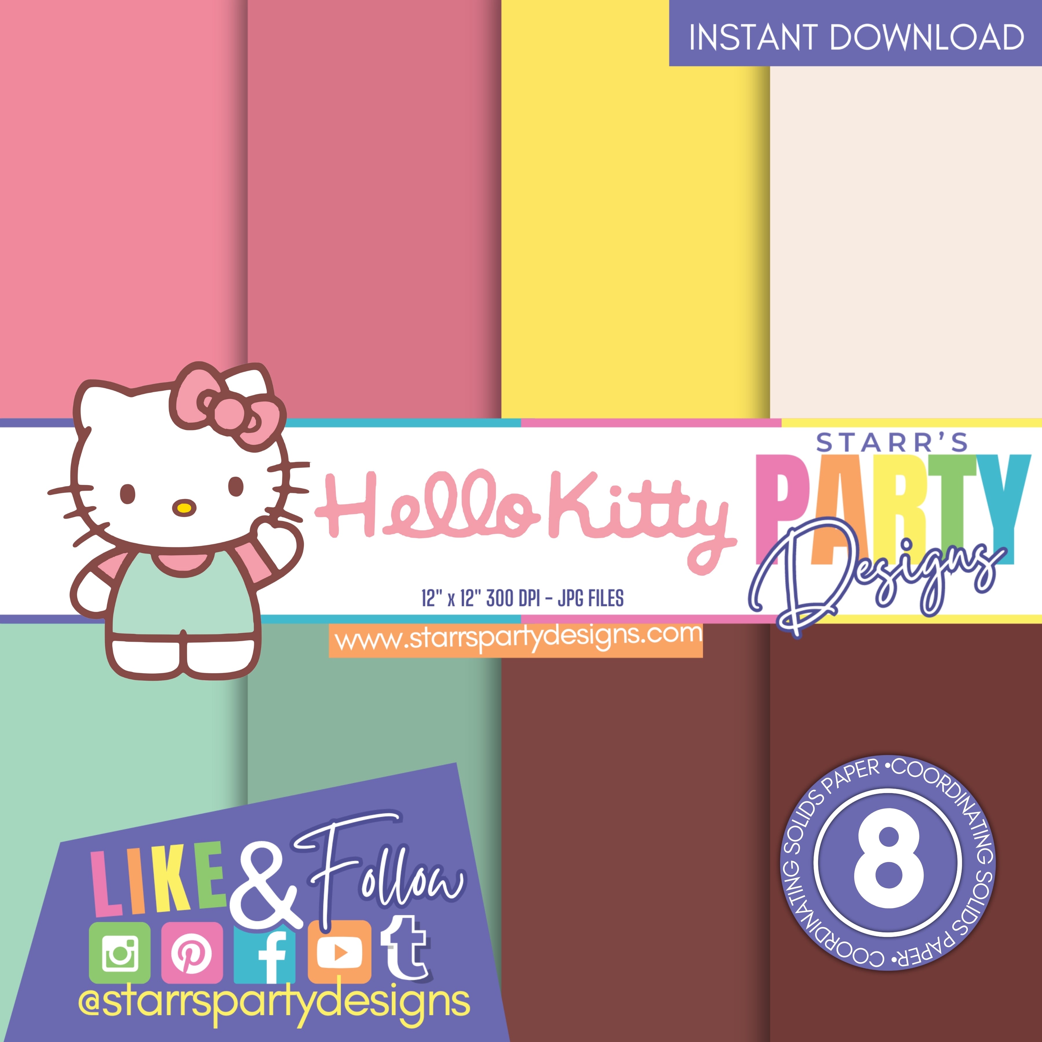 HELLO KITTY PASTEL SOLIDS PAPER PACK – Starr's Party Designs