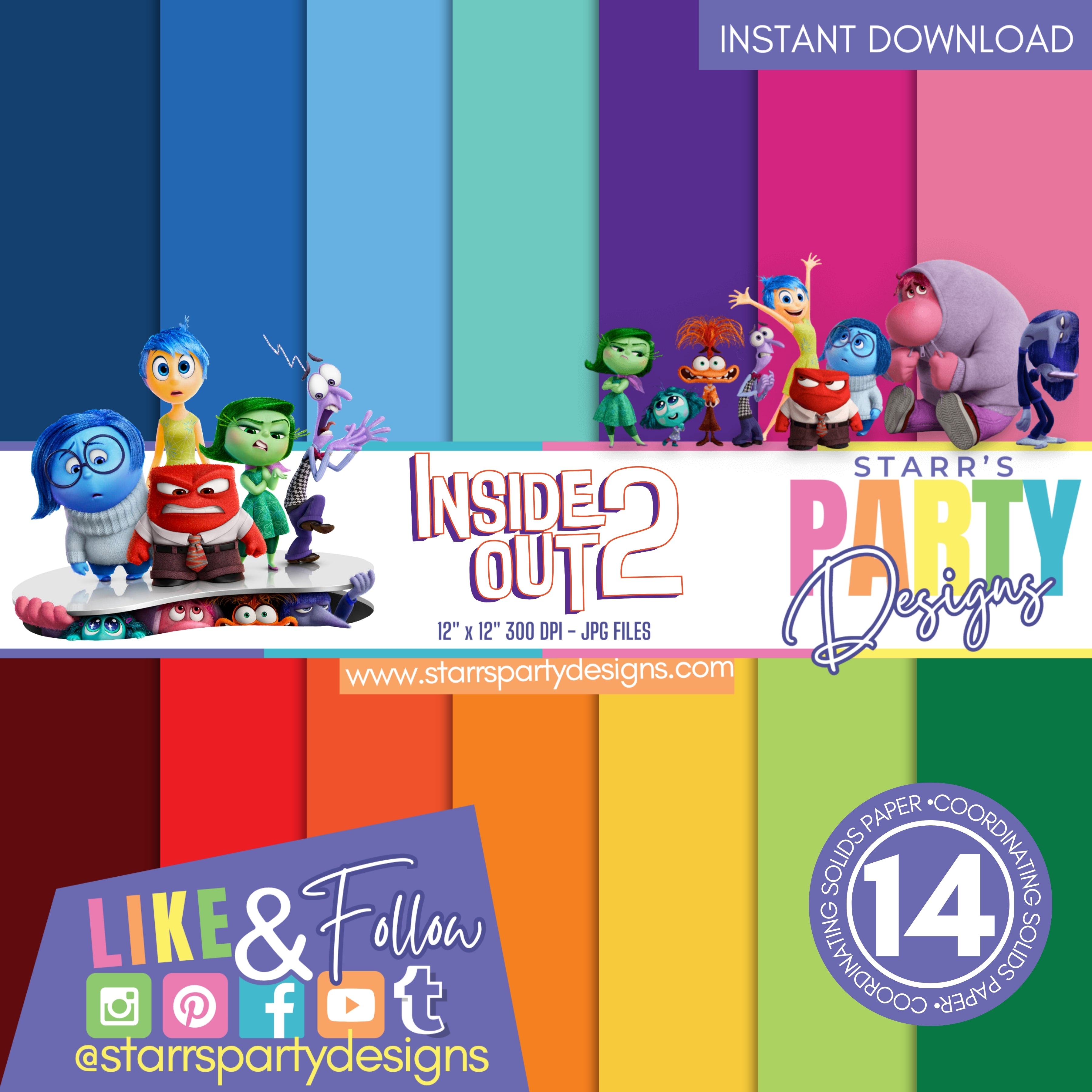 INSIDE OUT 2 SOLIDS PAPER PACK – Starr's Party Designs