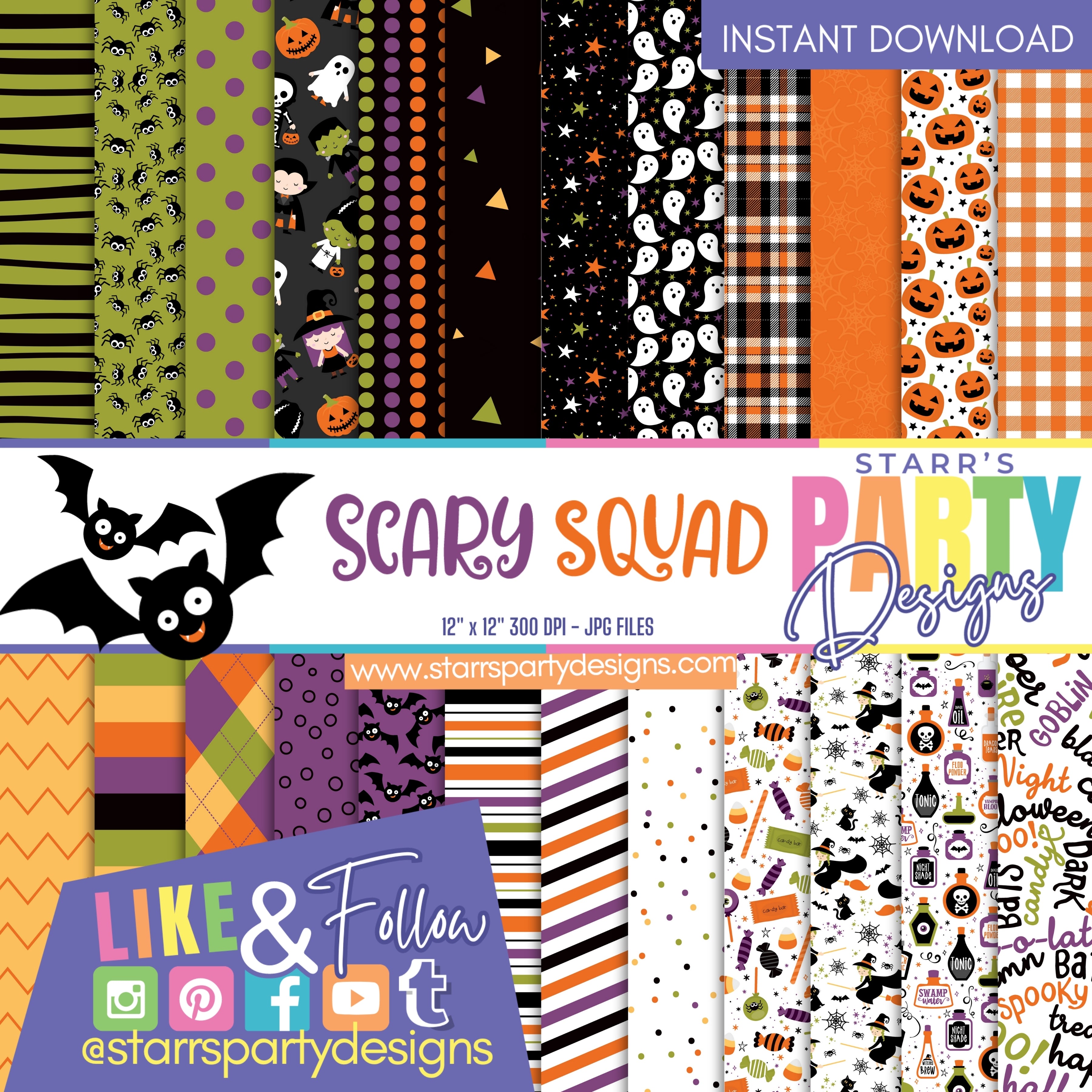 SCARY SQUAD PAPER PACK – Starr's Party Designs