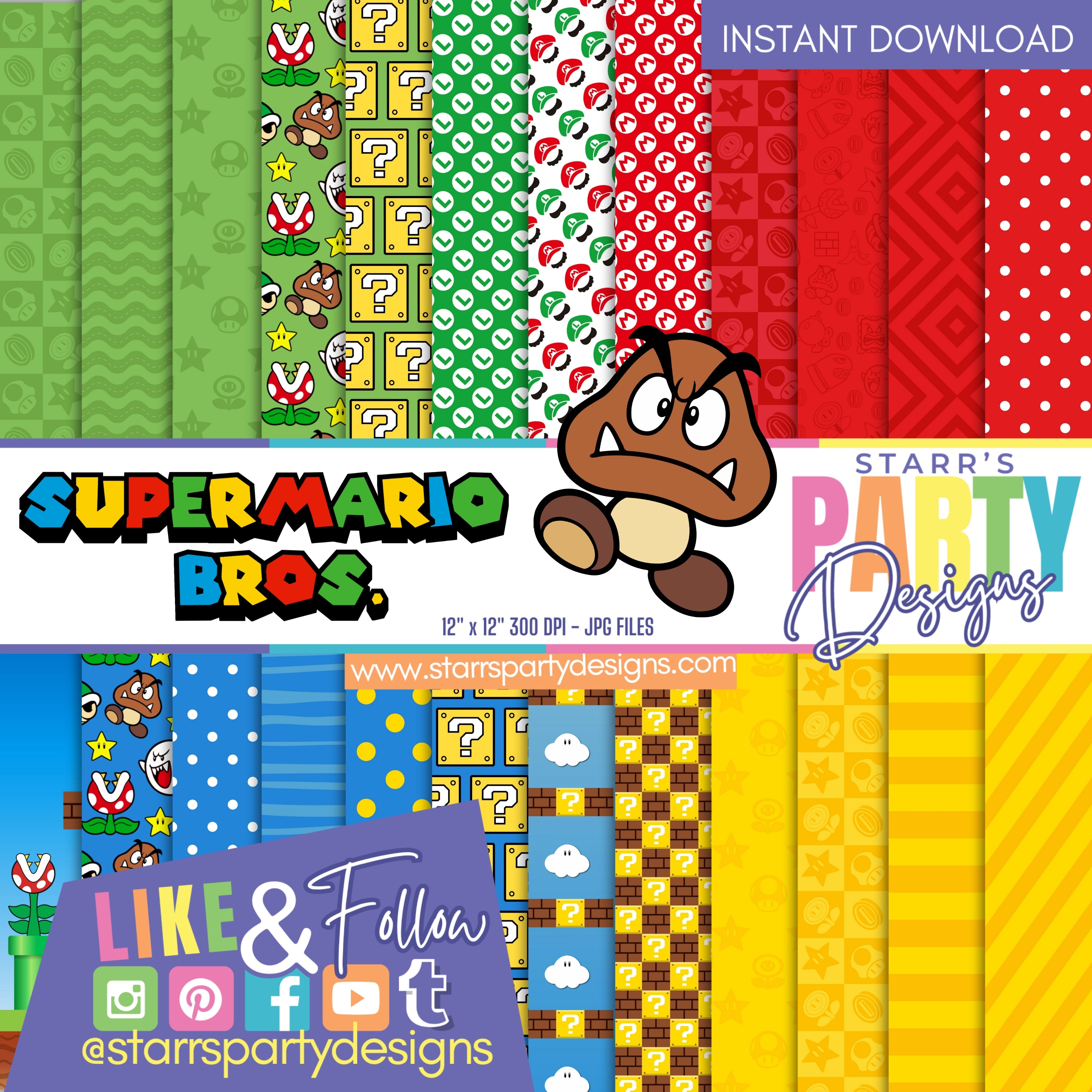 SUPER MARIO BROS. PAPER PACK 1 – Starr's Party Designs