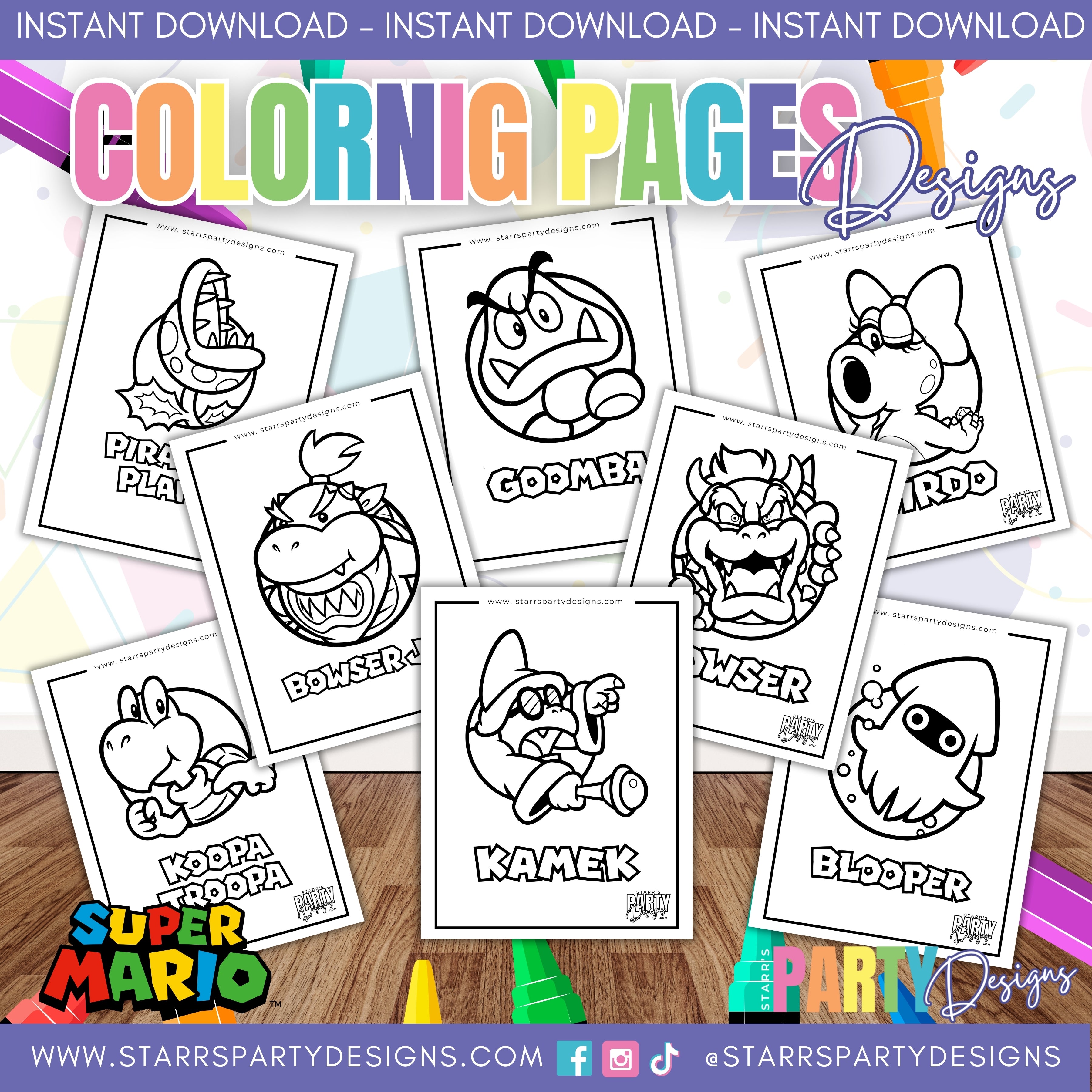 SUPER MARIO VILLIANS COLORING PAGES – Starr's Party Designs