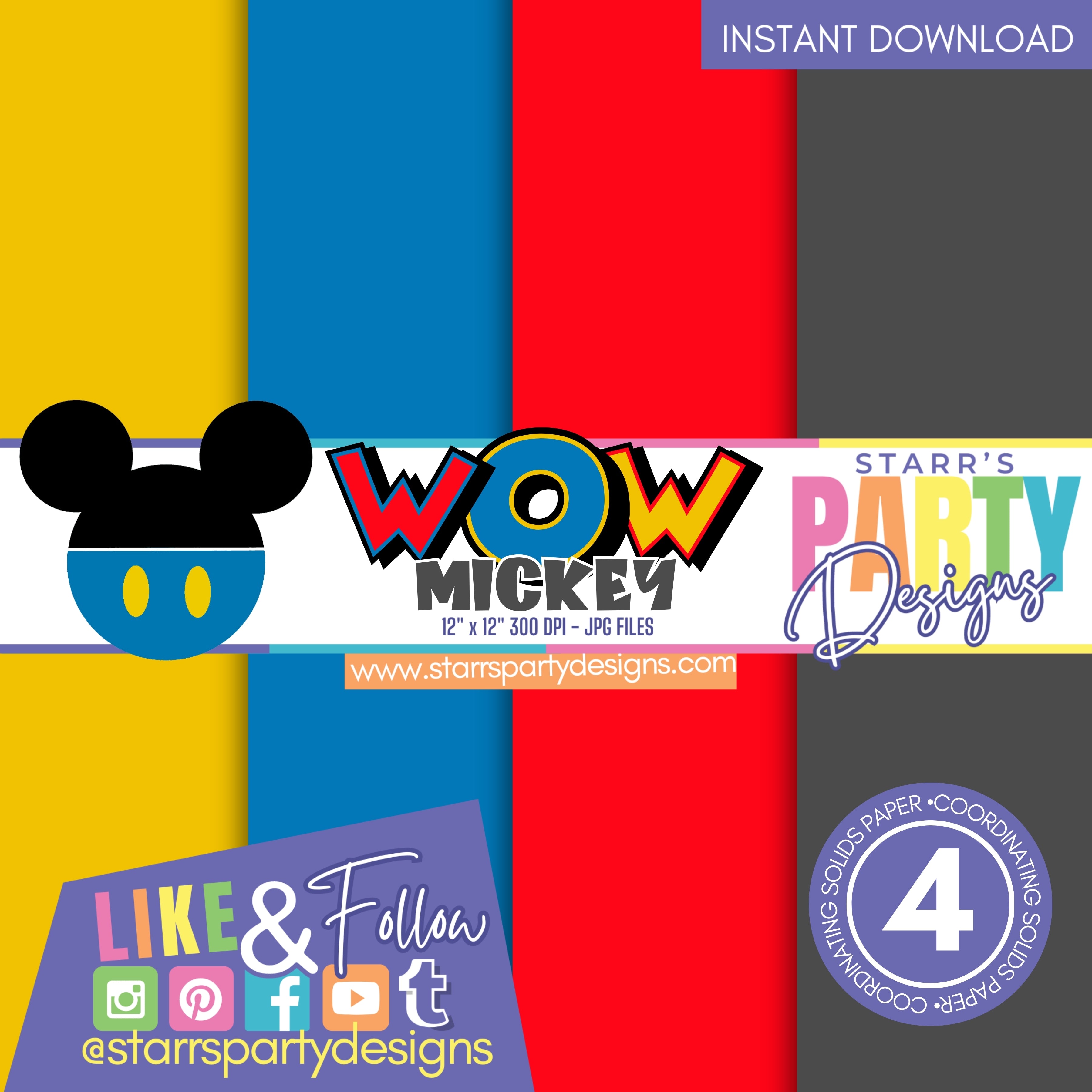 WOW! MICKEY SOLIDS PAPER PACK – Starr's Party Designs