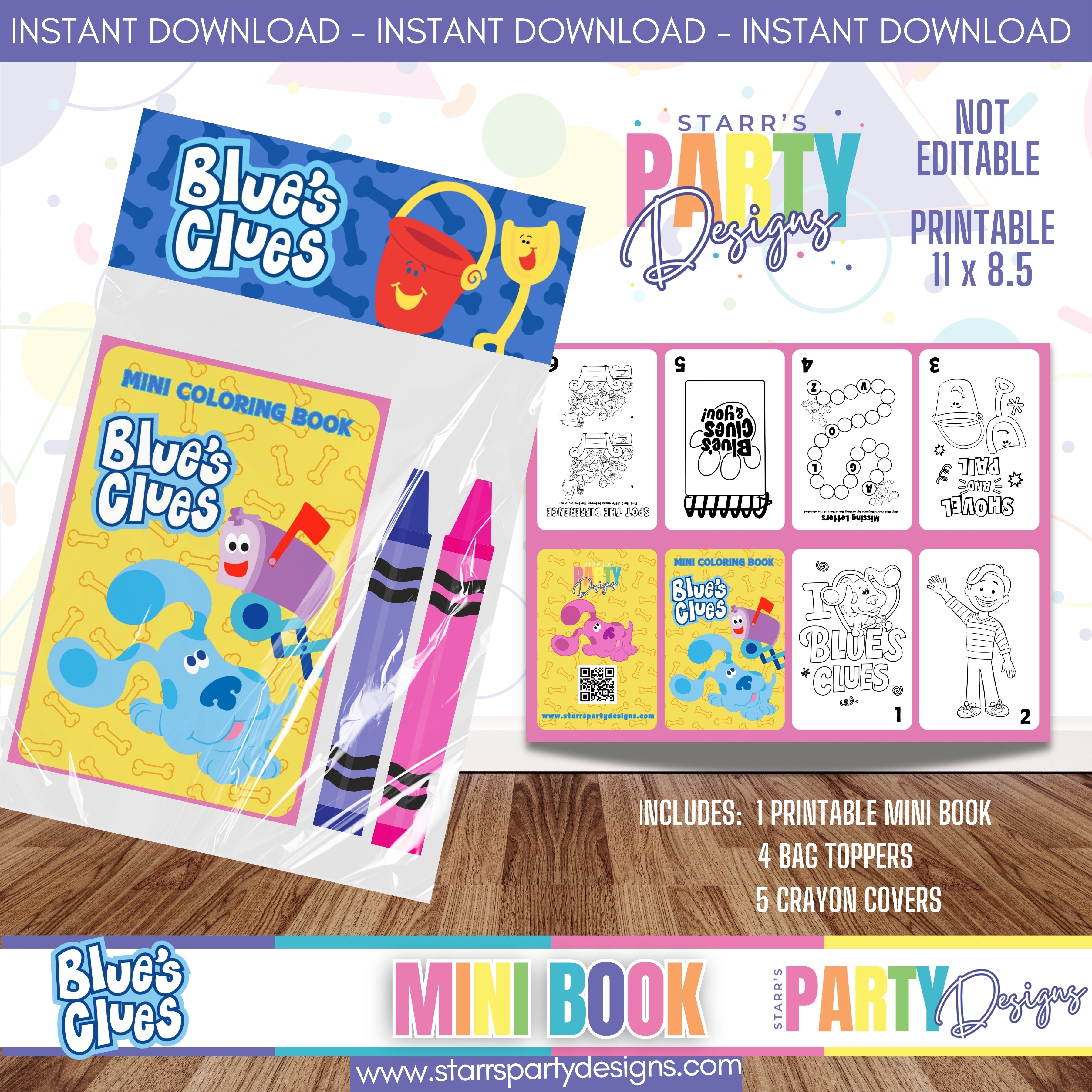 MINI BOOK DESIGN | BLUE'S CLUES A1 – Starr's Party Designs