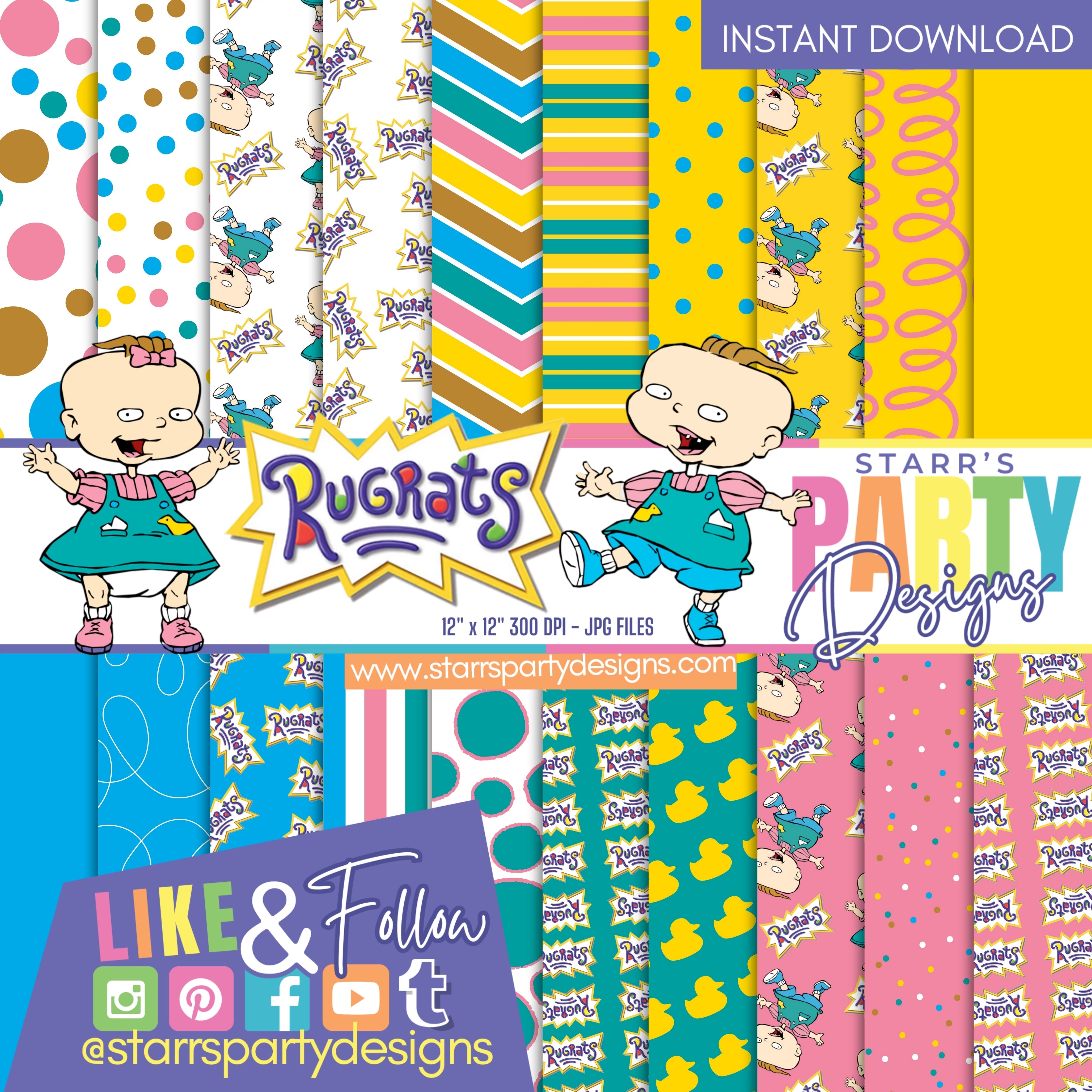 RUGRATS TWINS PAPER PACK 1 – Starr's Party Designs