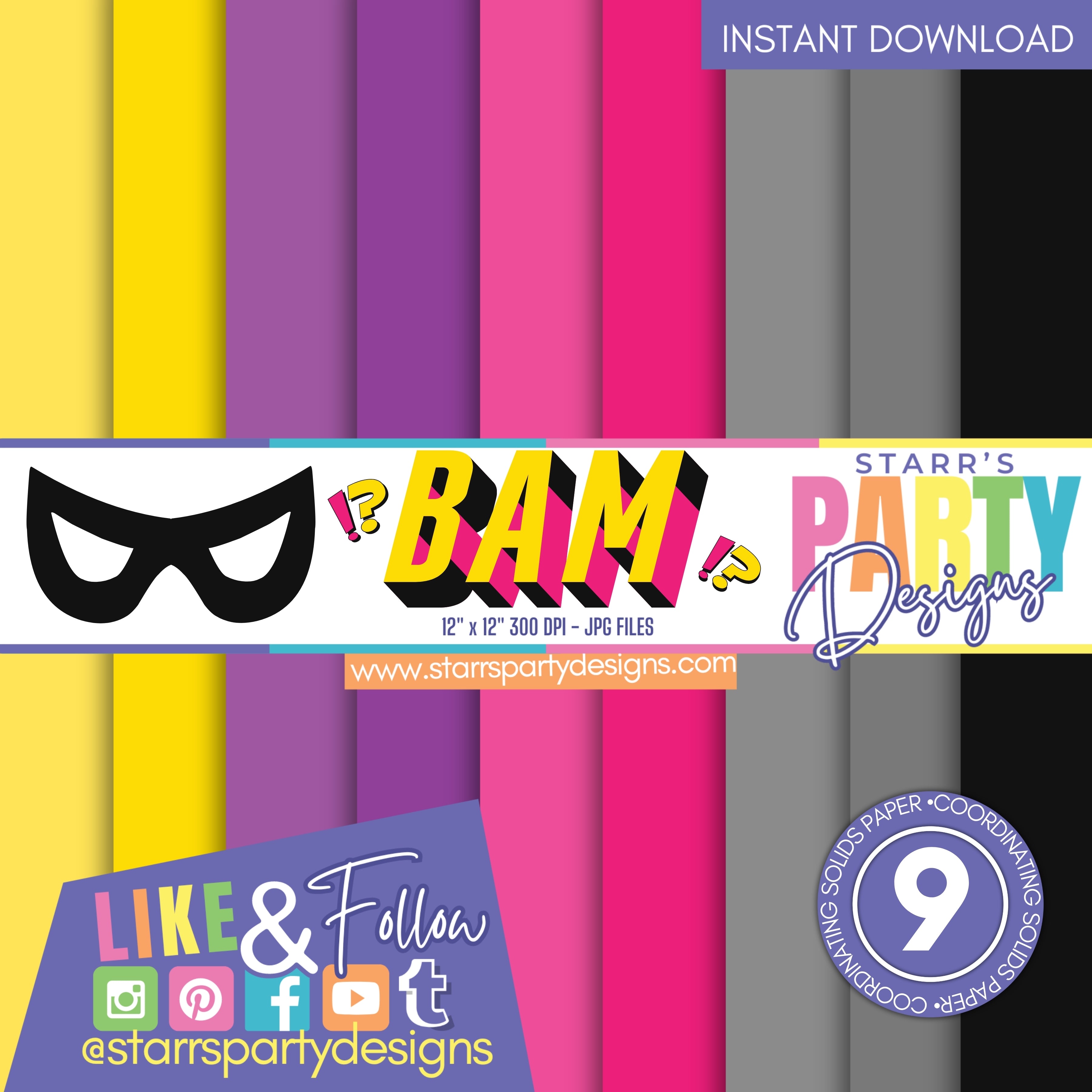 BAM!? GIRL SOLIDS PAPER PACK – Starr's Party Designs