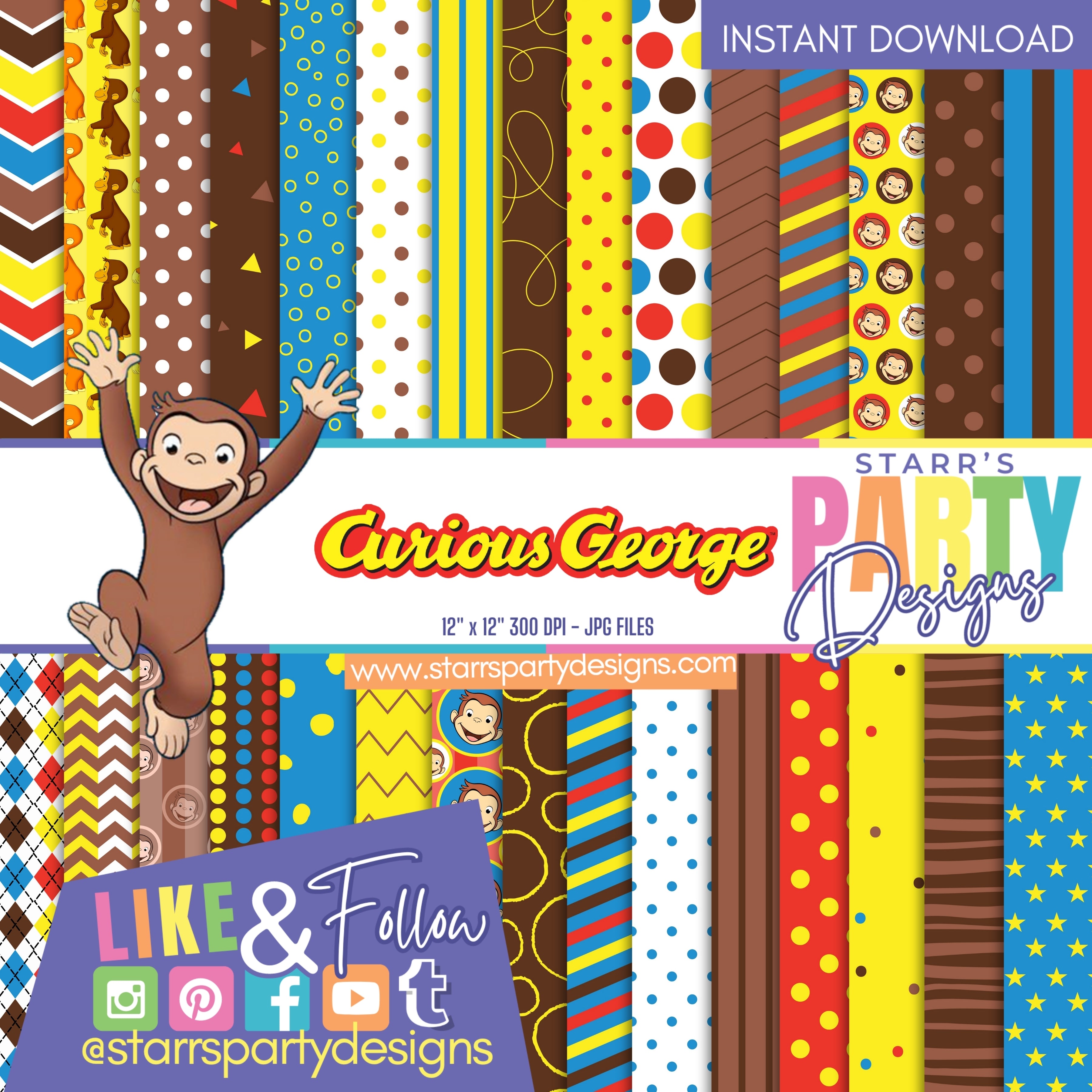 CURIOUS GEORGE PAPER PACK 2 – Starr's Party Designs