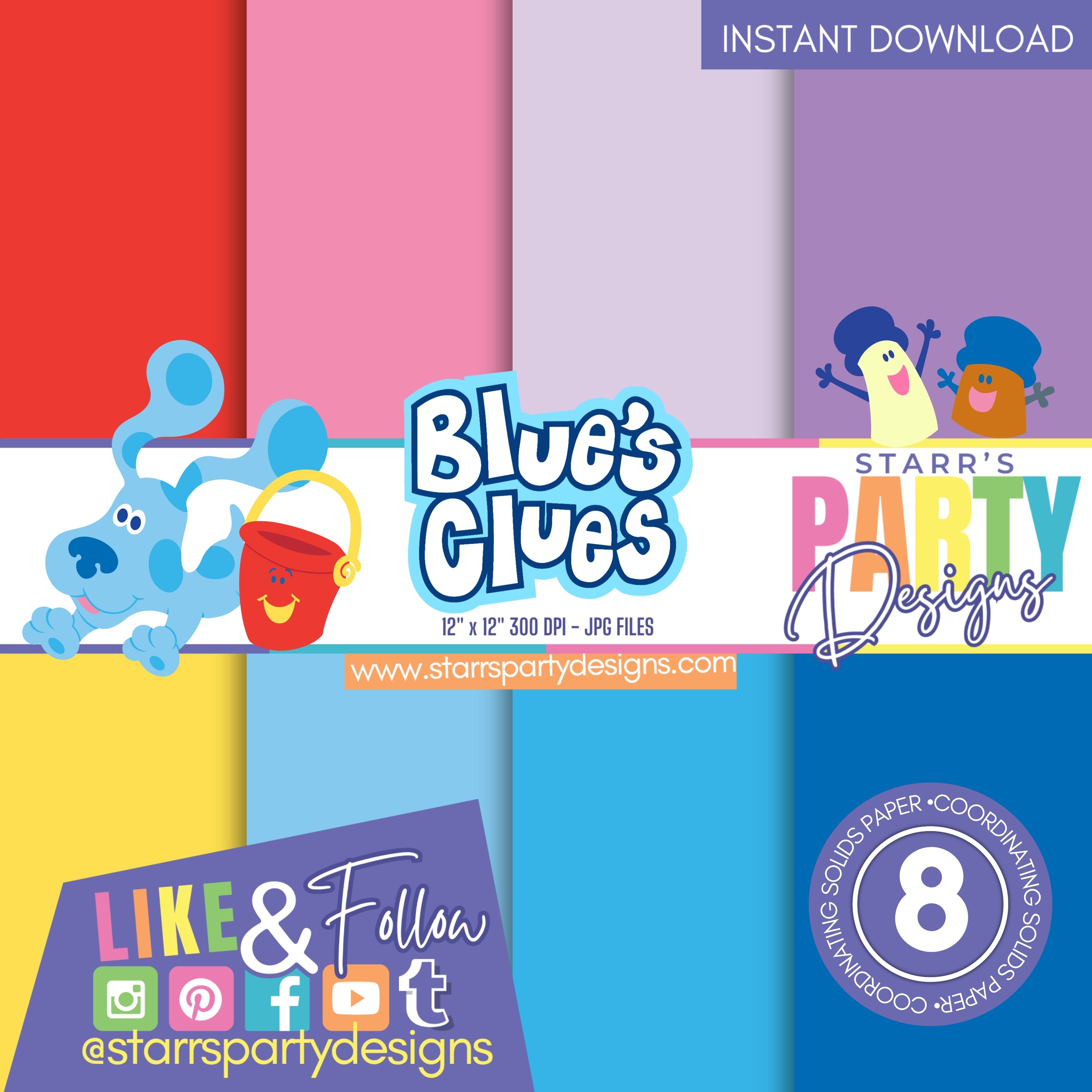 BLUE'S CLUES SOLIDS PAPER PACK – Starr's Party Designs