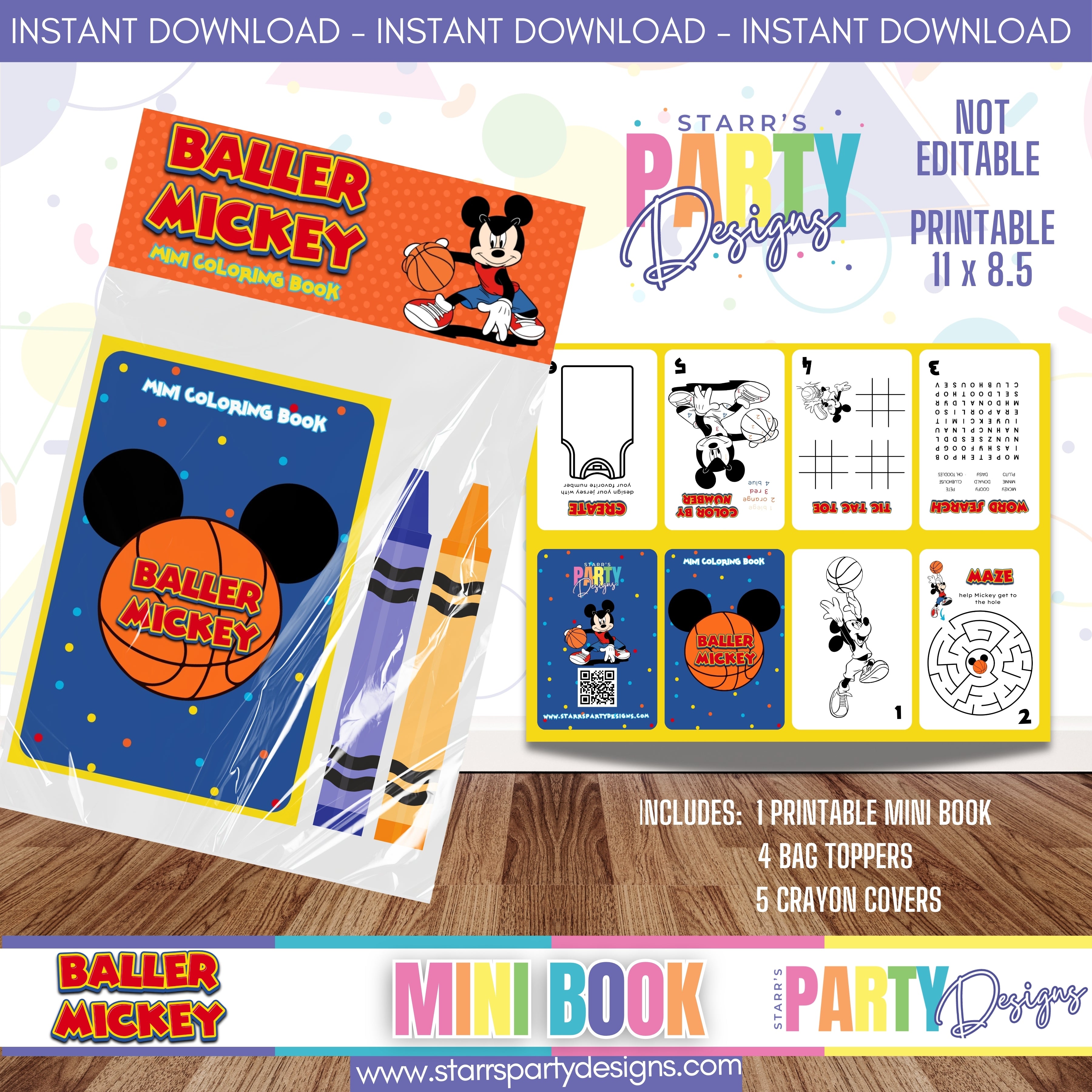 MINI BOOK DESIGN | BALLER MICKEY A3 – Starr's Party Designs