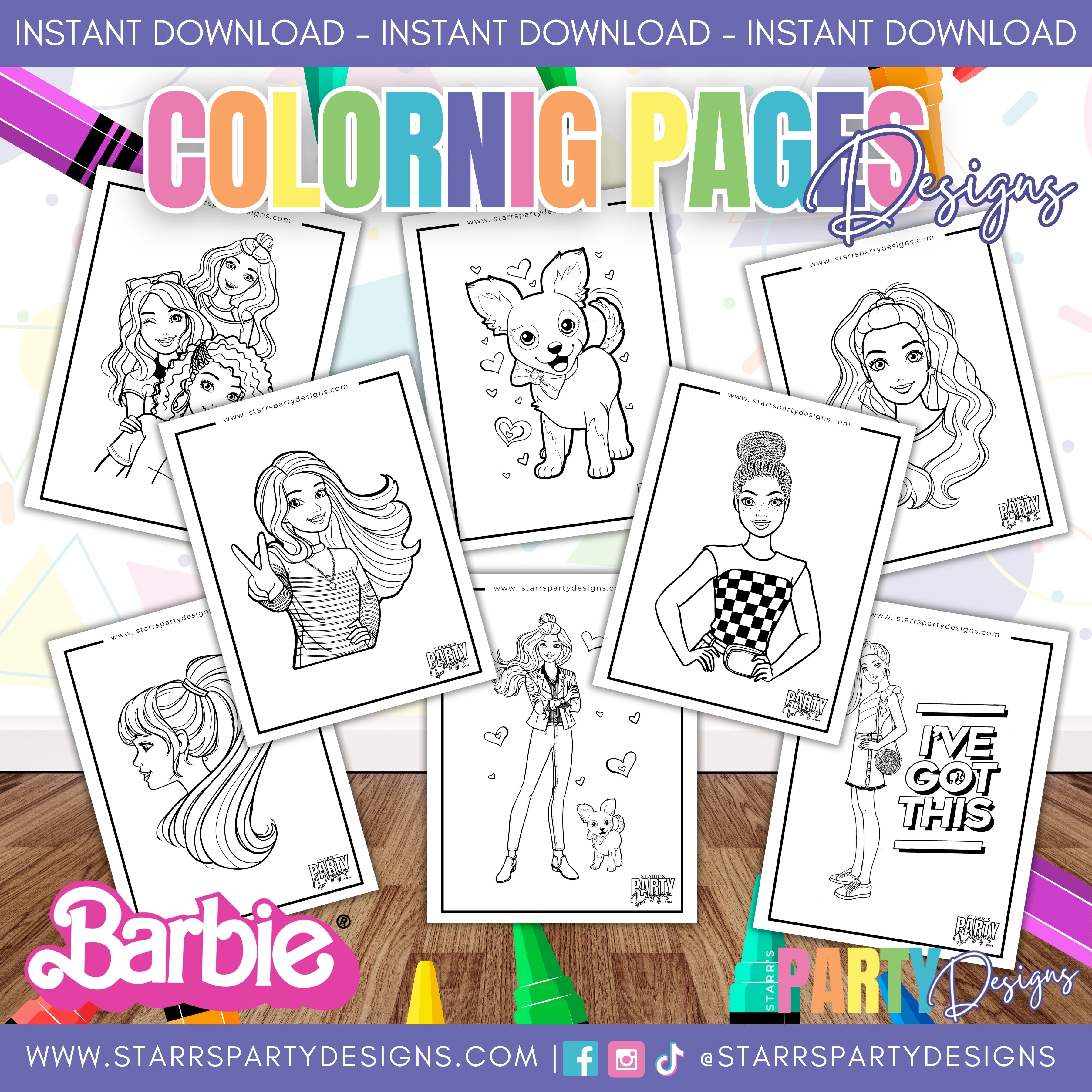 BARBIE COLORING PAGES 2 – Starr's Party Designs
