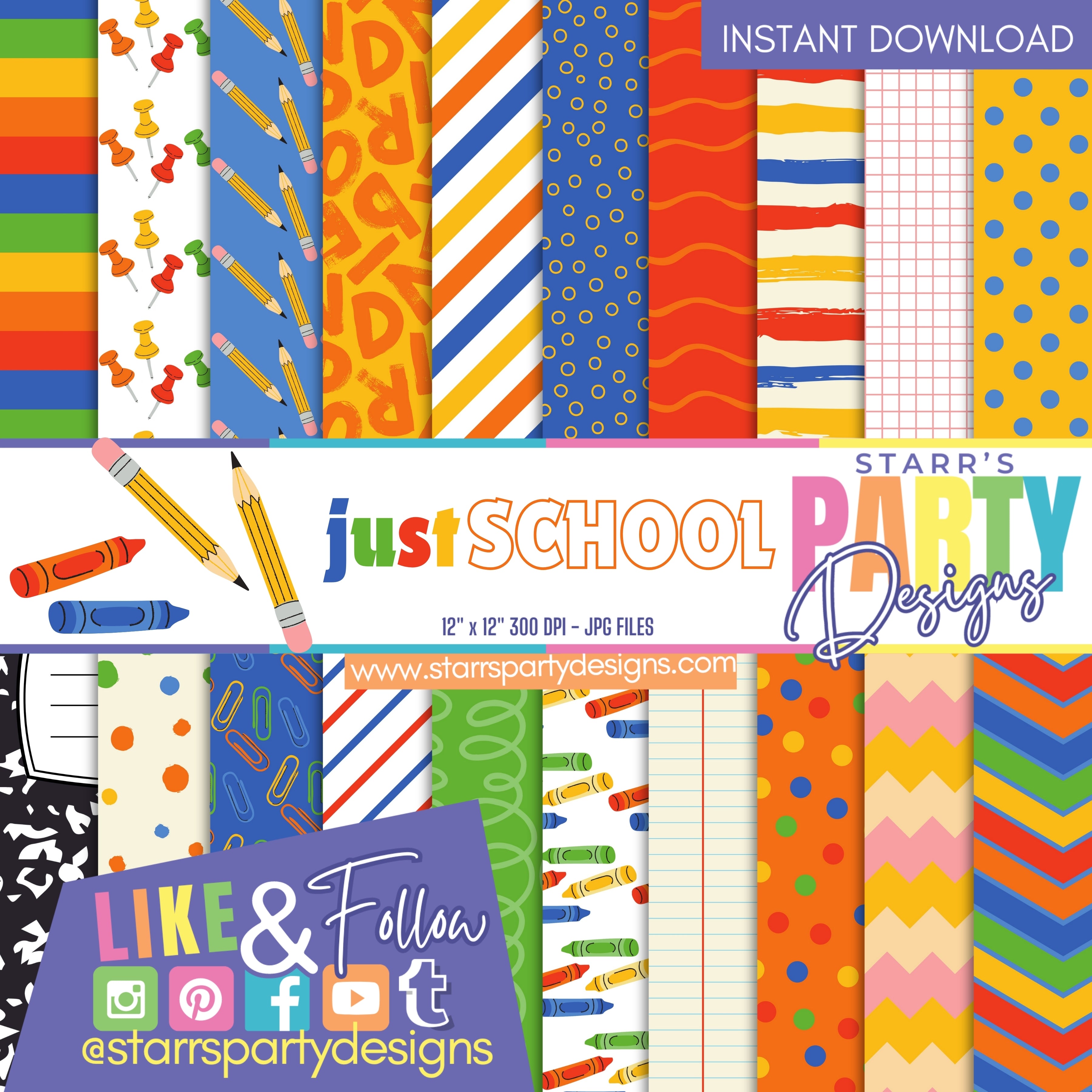 JUST SCHOOL PAPER PACK – Starr's Party Designs