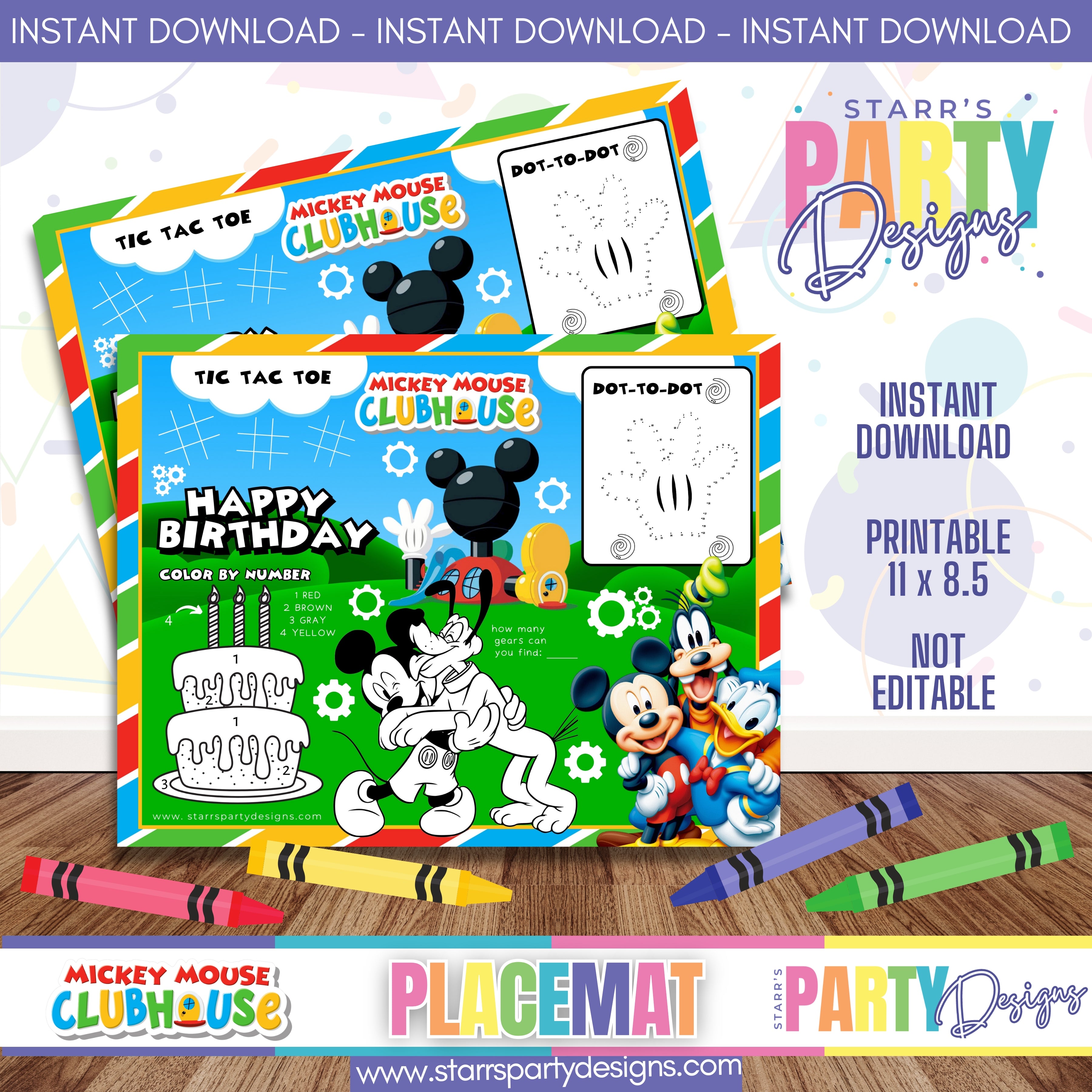 PLACEMAT ACTIVITY SHEET | MICKEY MOUSE CLUBHOUSE FULL COLOR A1 – Starr ...