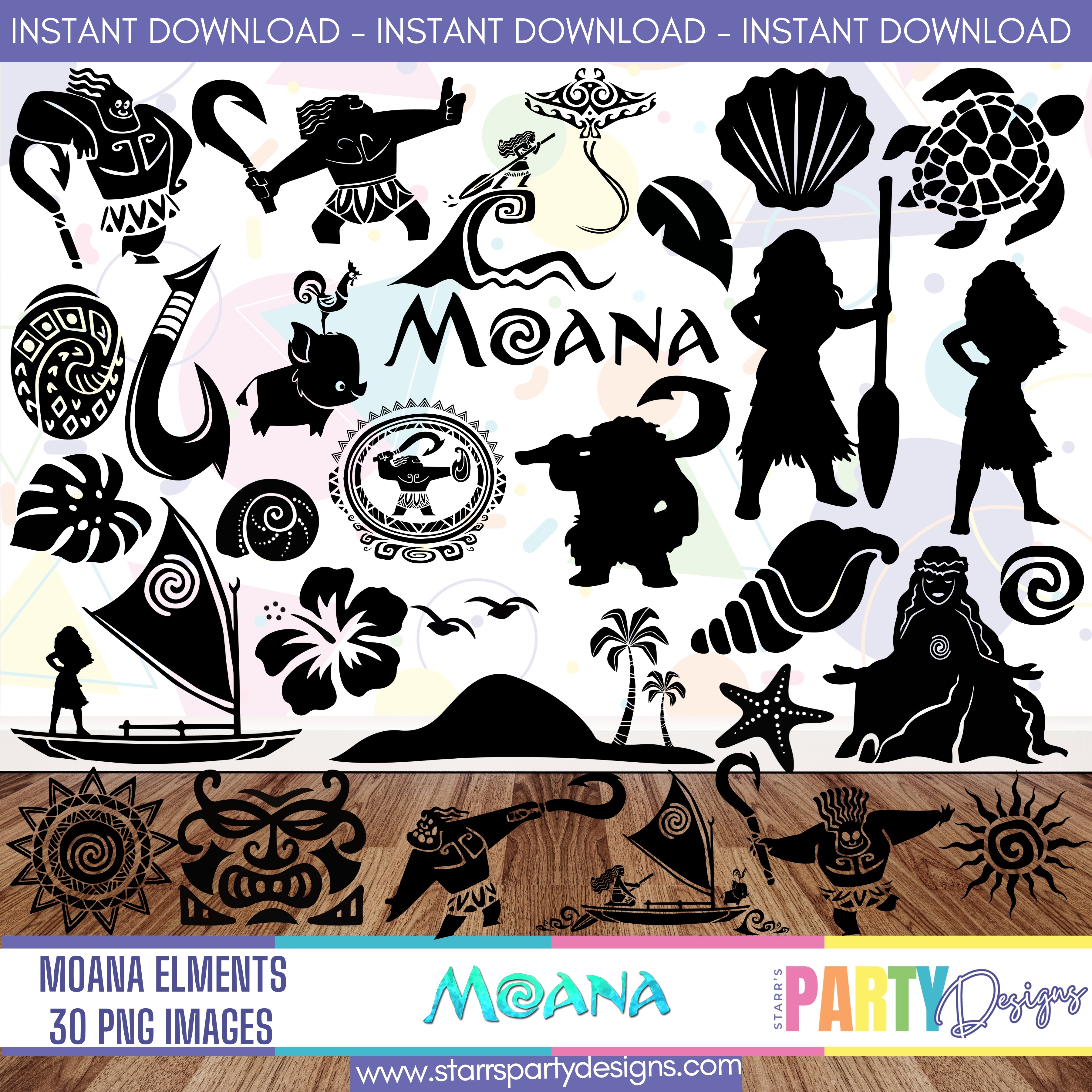 MOANA ELEMENTS PNG IMAGES – Starr's Party Designs