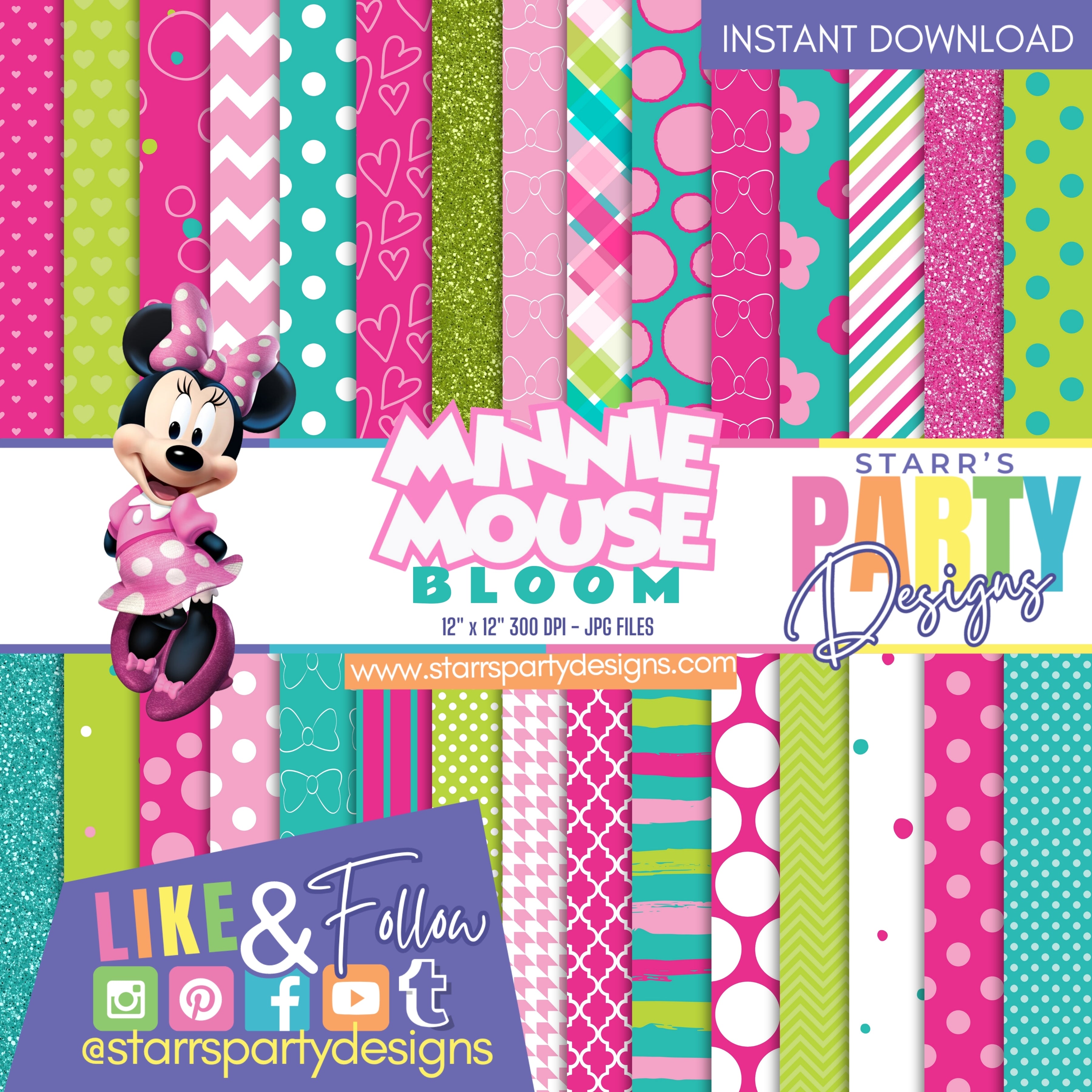 MINNIE MOUSE BLOOM PAPER PACK – Starr's Party Designs
