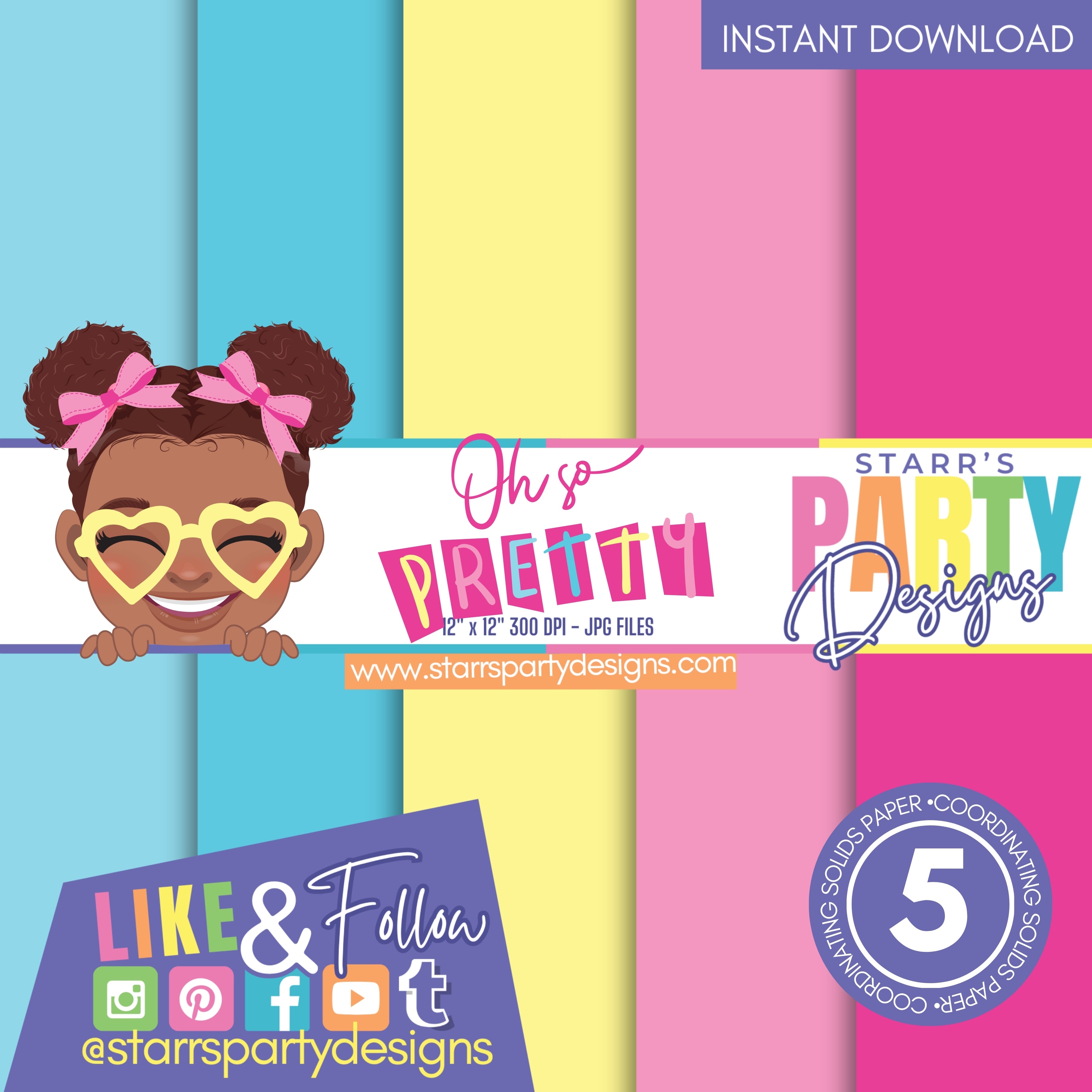 OH SO PRETTY SOLIDS PAPER PACK – Starr's Party Designs
