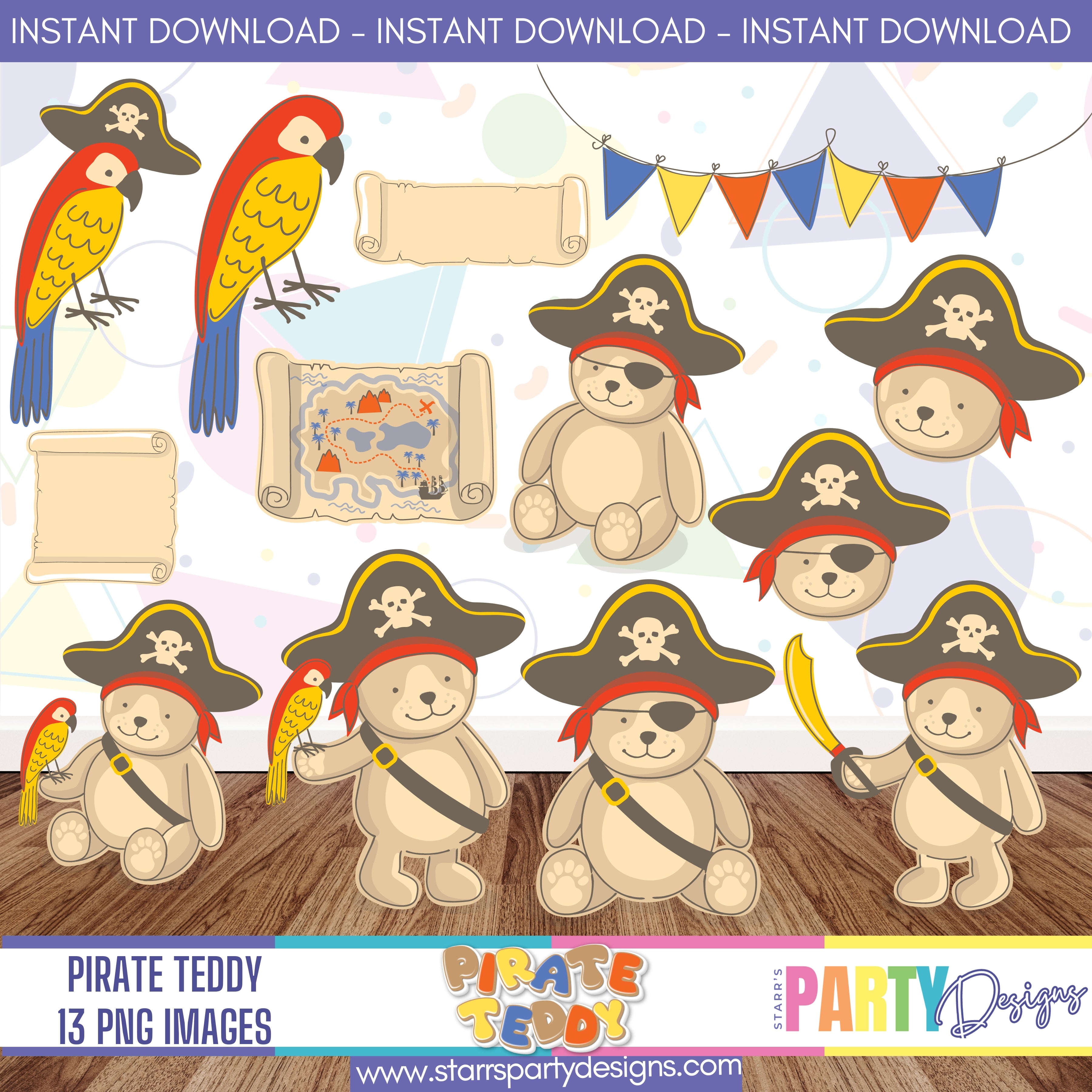 PIRATE TEDDY PNG IMAGES – Starr's Party Designs