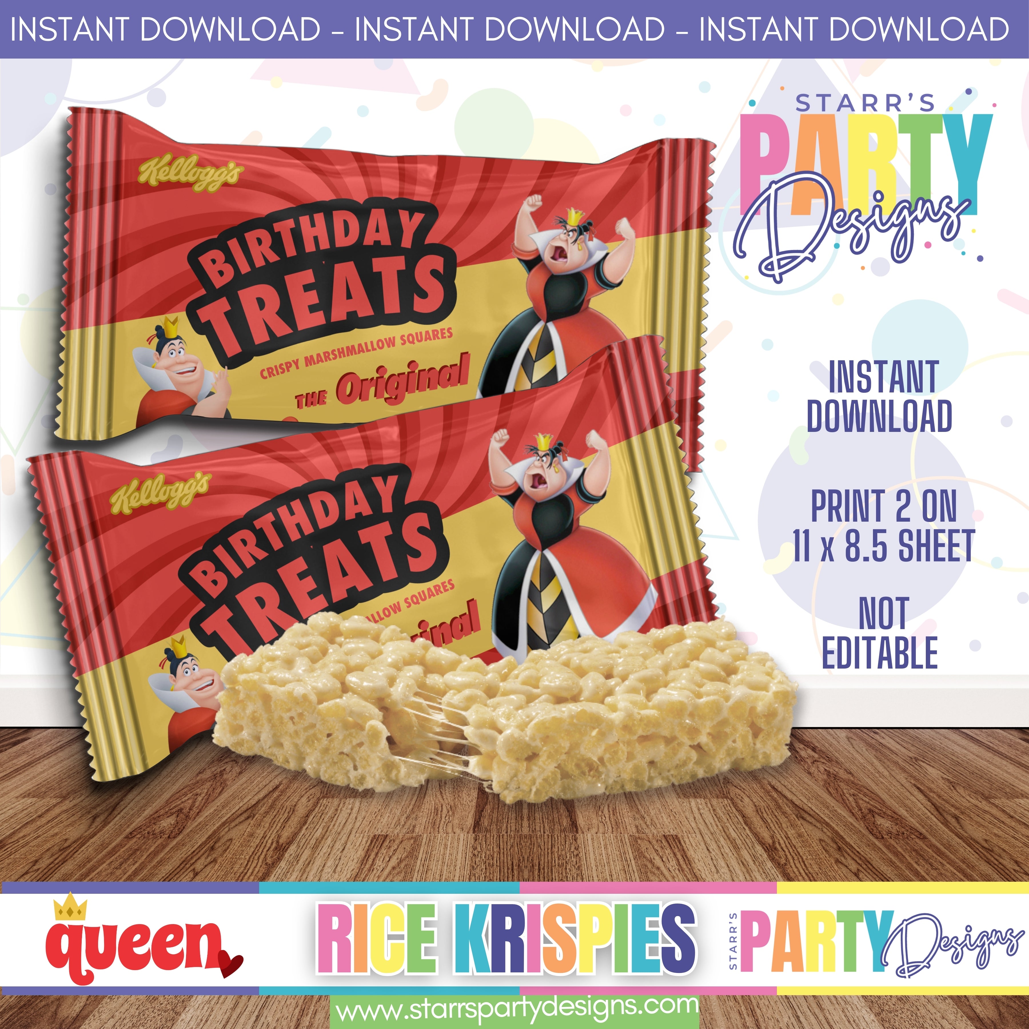 RICE KRISPIES DESIGN | QUEEN IN WONDERLAND A1 – Starr's Party Designs