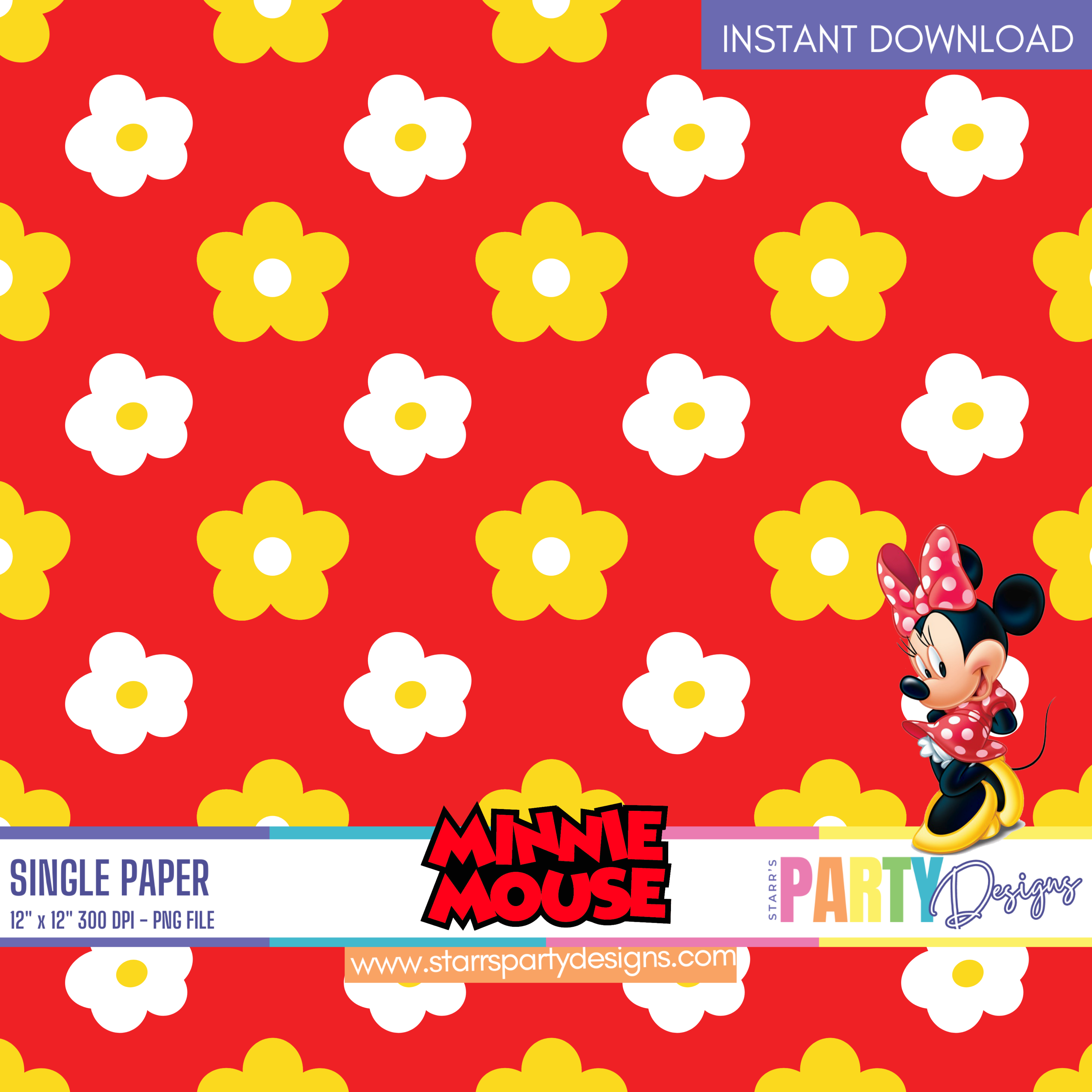RED MINNIE MOUSE DIGITAL PAPER 2 – Starr's Party Designs