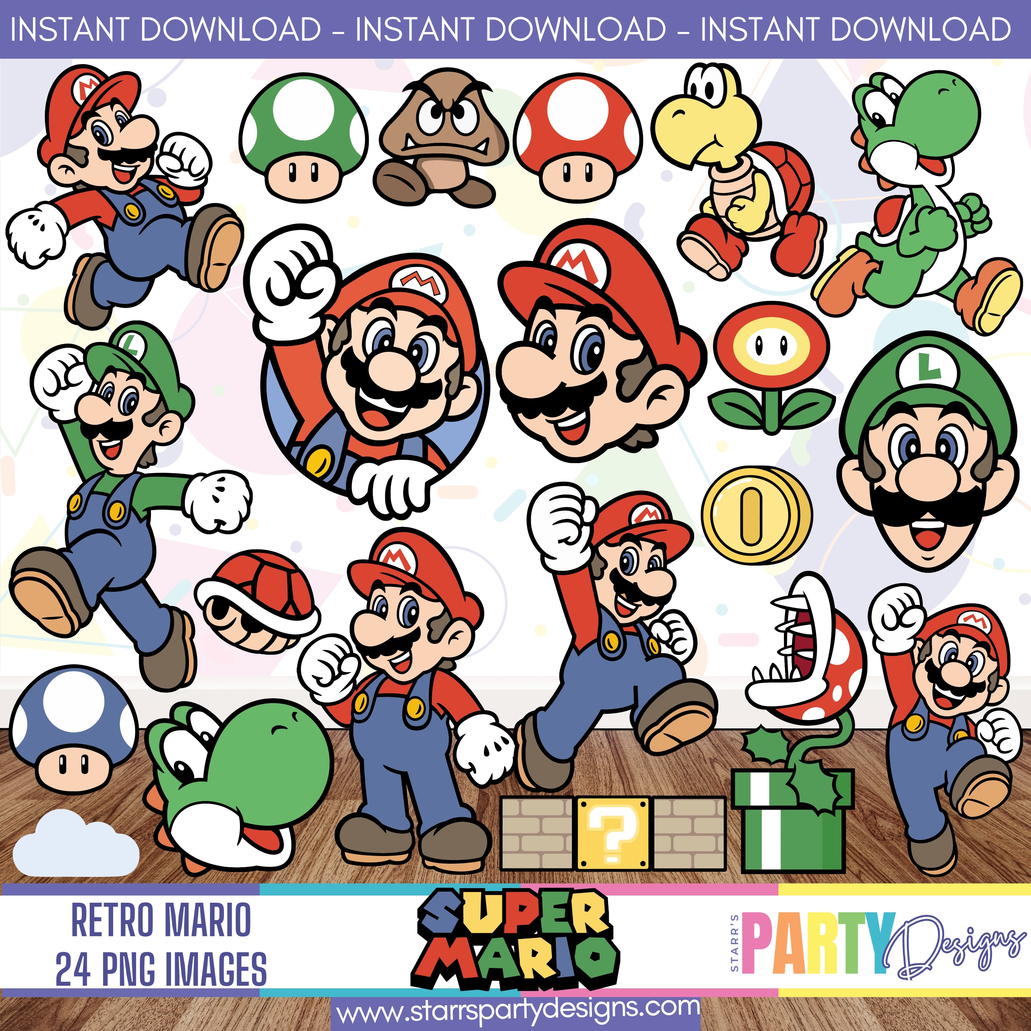 RETRO SUPER MARIO BROS. PNG IMAGES – Starr's Party Designs