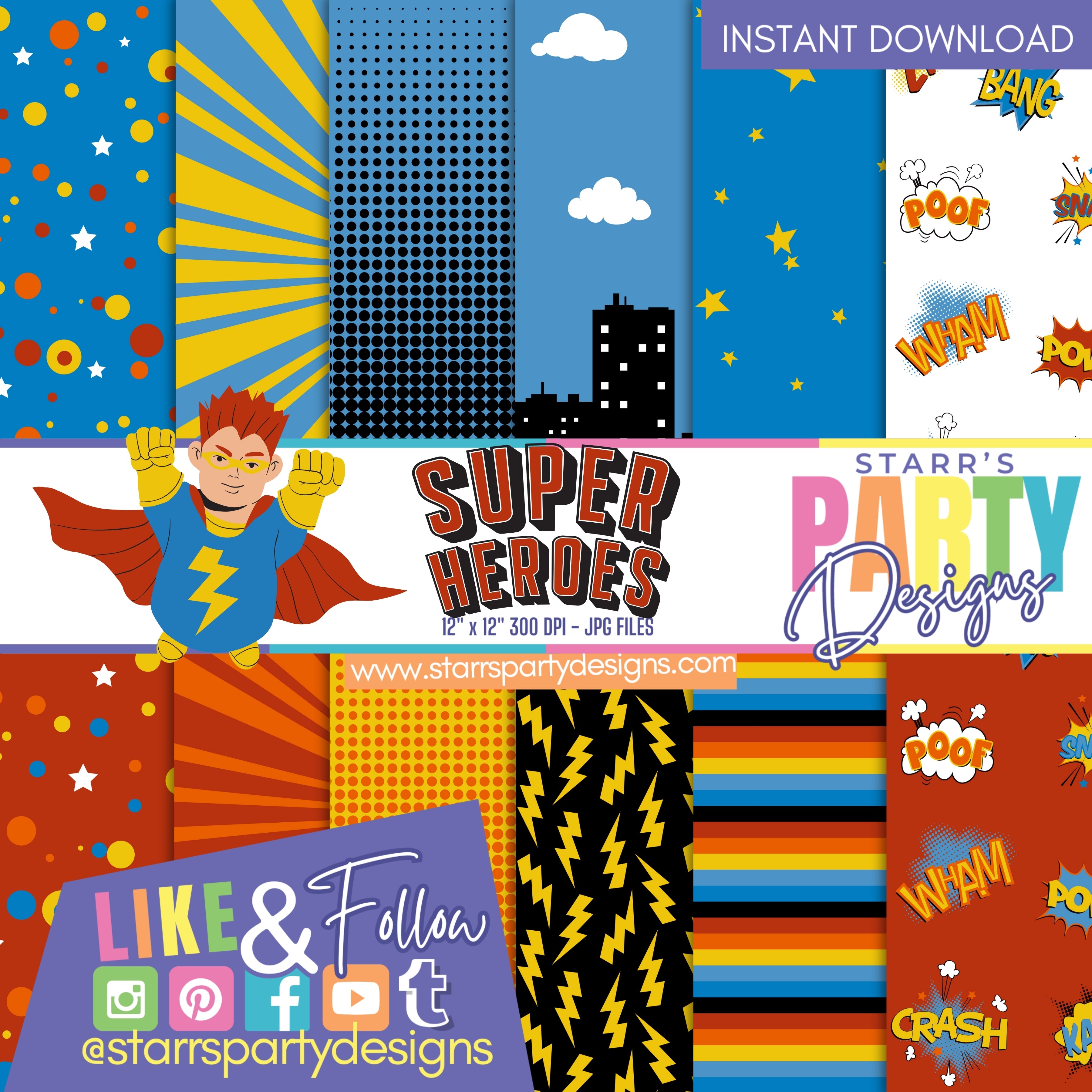 SUPER HEROES PAPER PACK – Starr's Party Designs