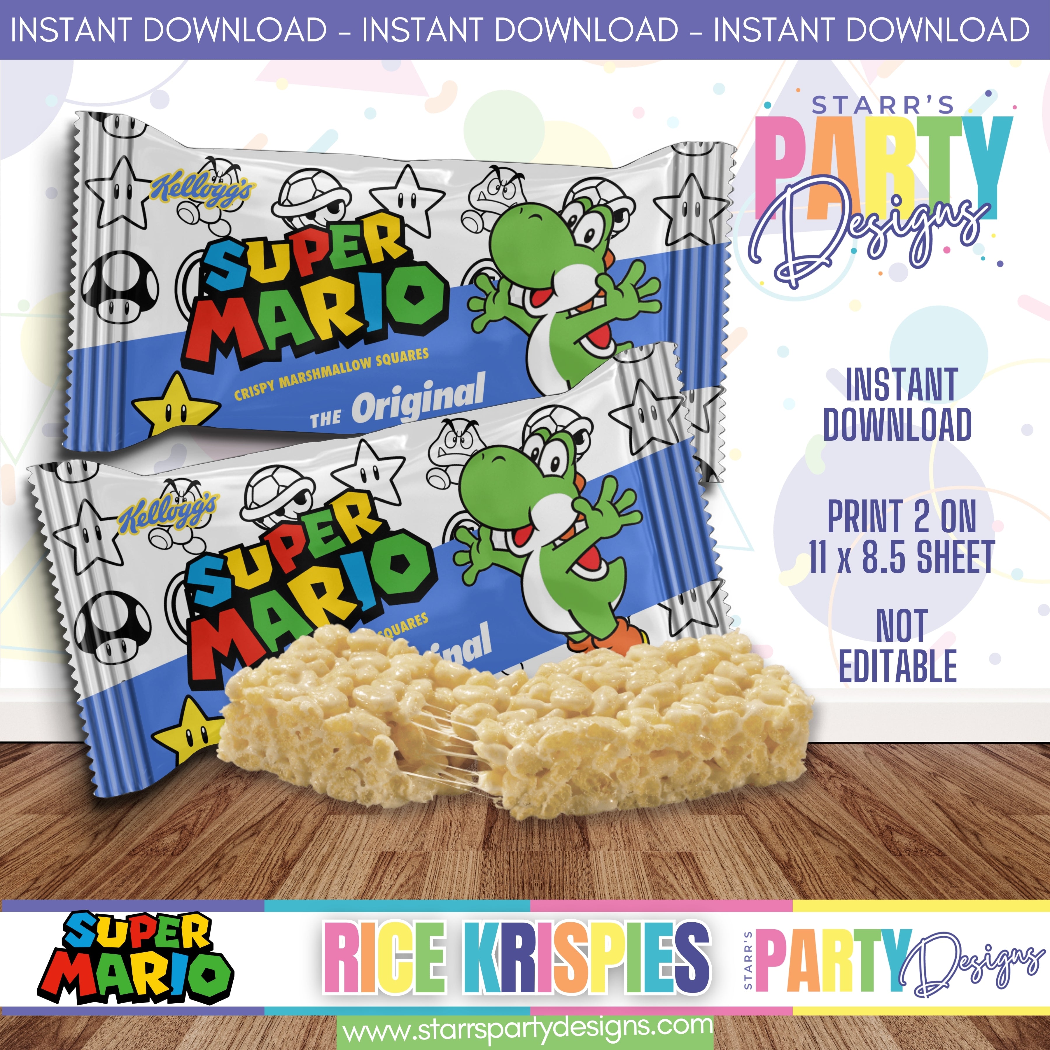RICE KRISPIES DESIGN | SUPER MARIO BROS B3 – Starr's Party Designs