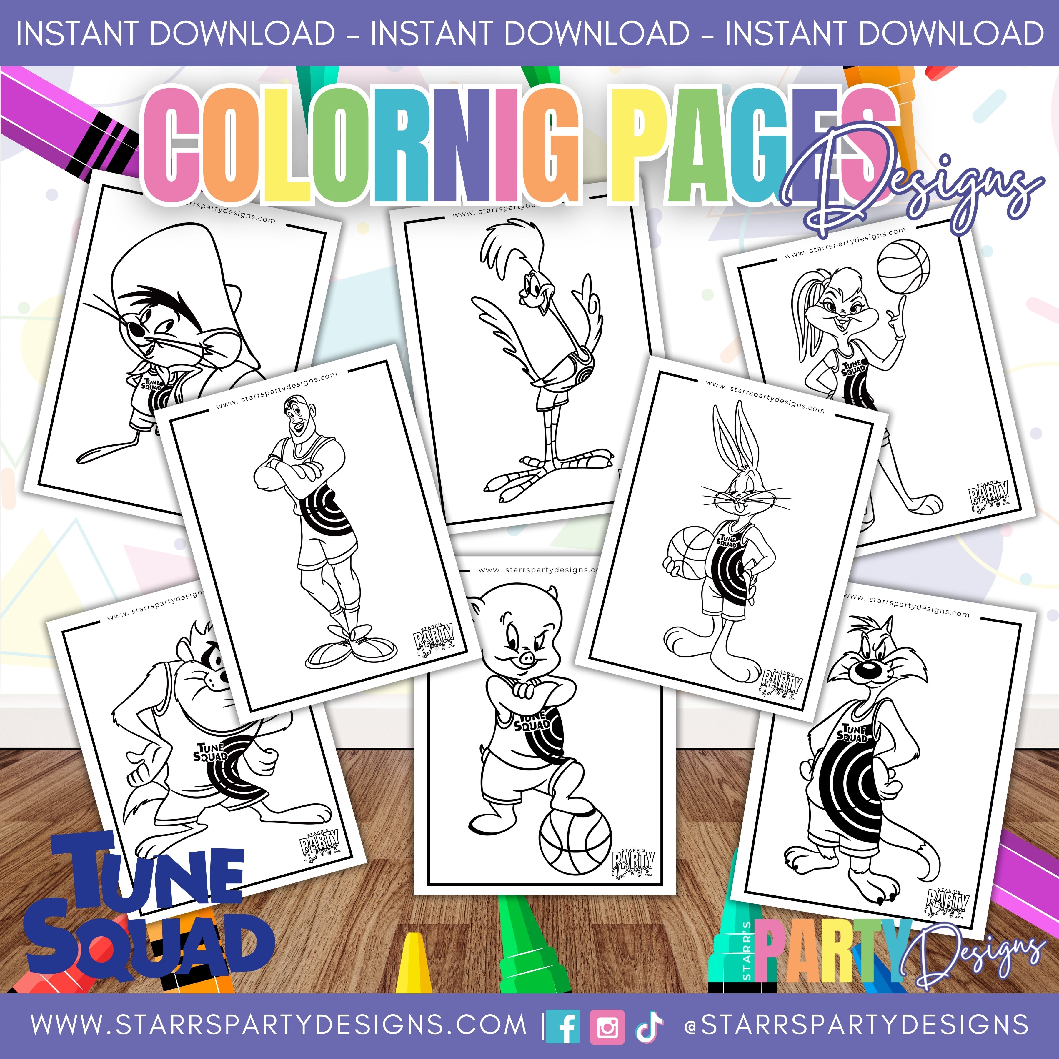 TUNE SQUAD 2 COLORING PAGES 1 – Starr's Party Designs