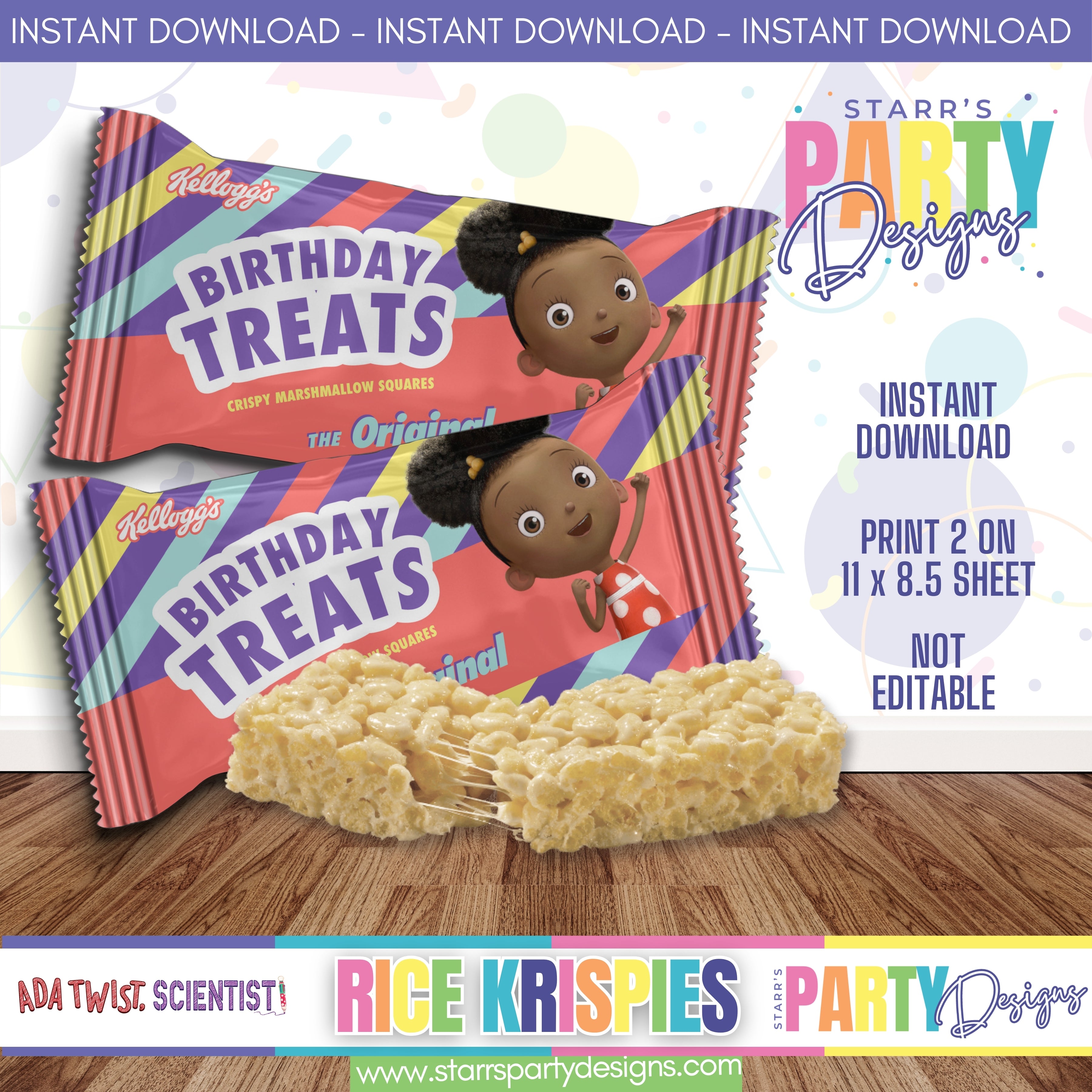 RICE KRISPIES DESIGN | ADA TWIST A2 – Starr's Party Designs
