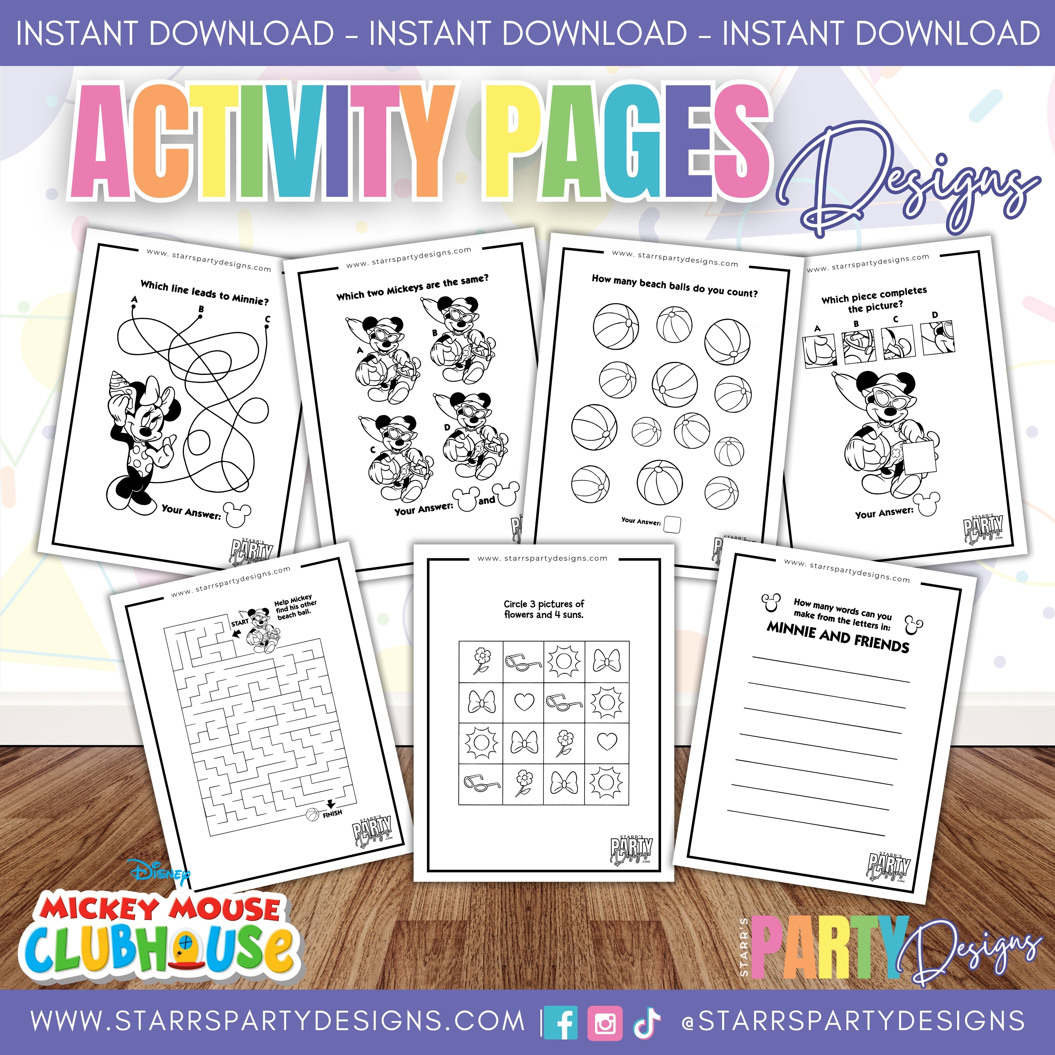 MICKEY AT THE BEACH ACTIVITY SHEETS 1 – Starr's Party Designs