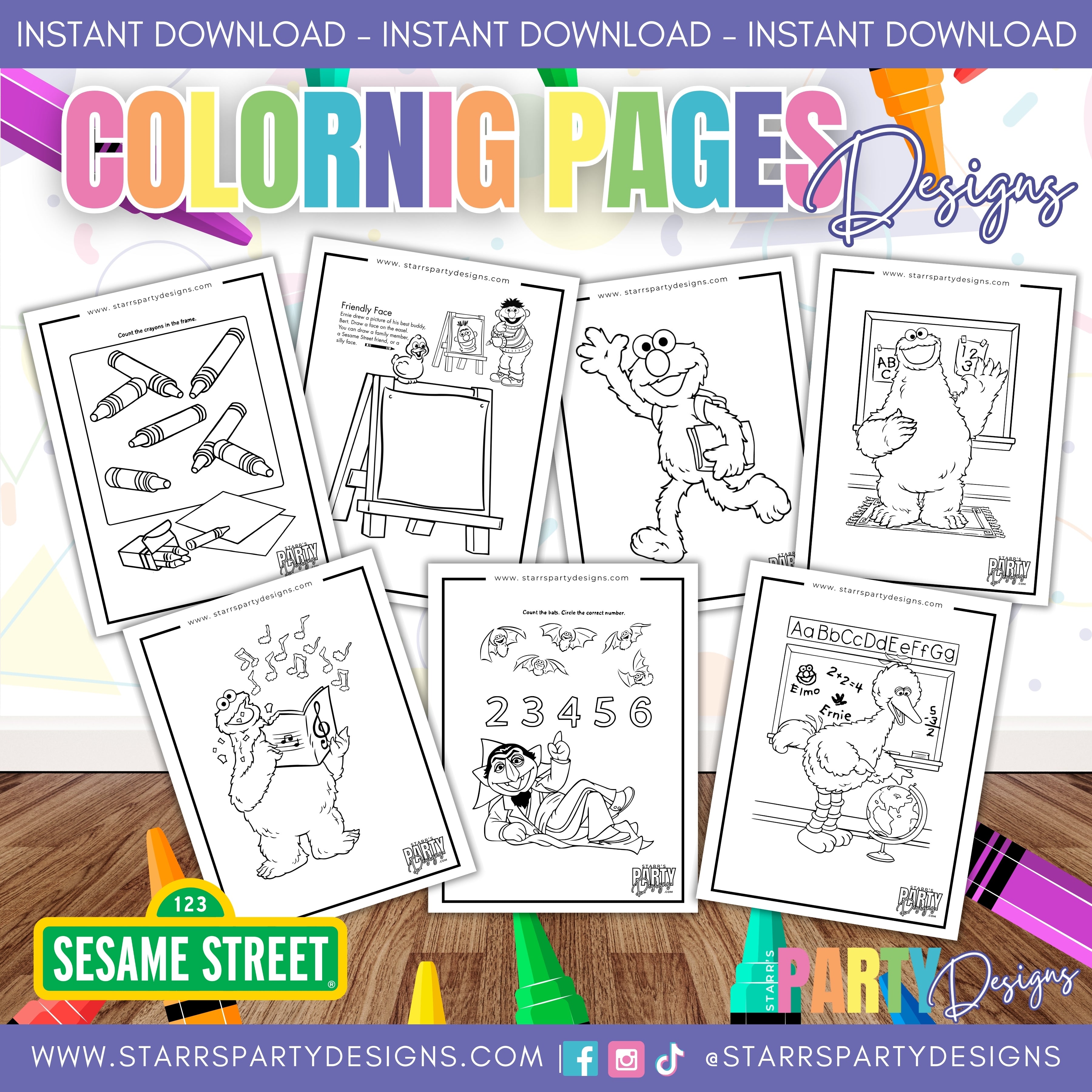 ABCs ON SESAME STREET COLORING PAGES 1 – Starr's Party Designs